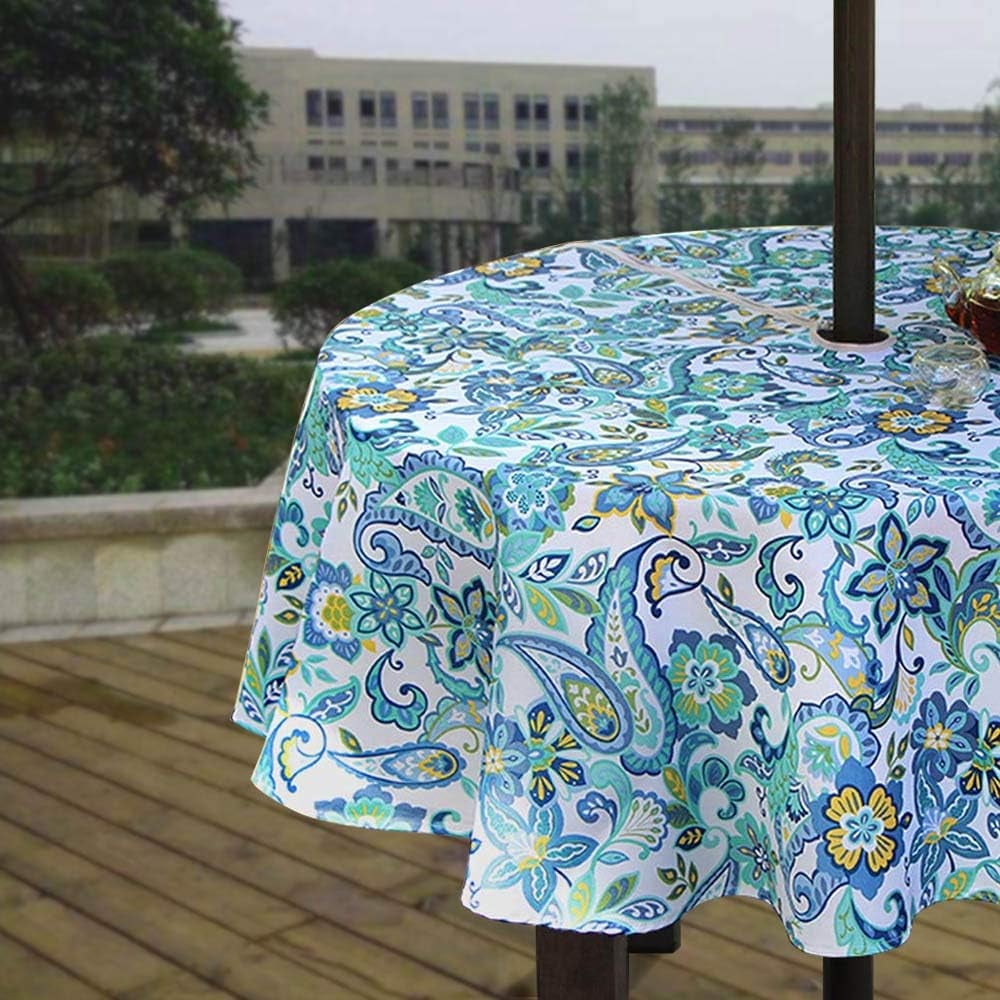 Spring/Summer Wrinkle-Free Waterproof Outdoor Tablecloth with Umbrella ...