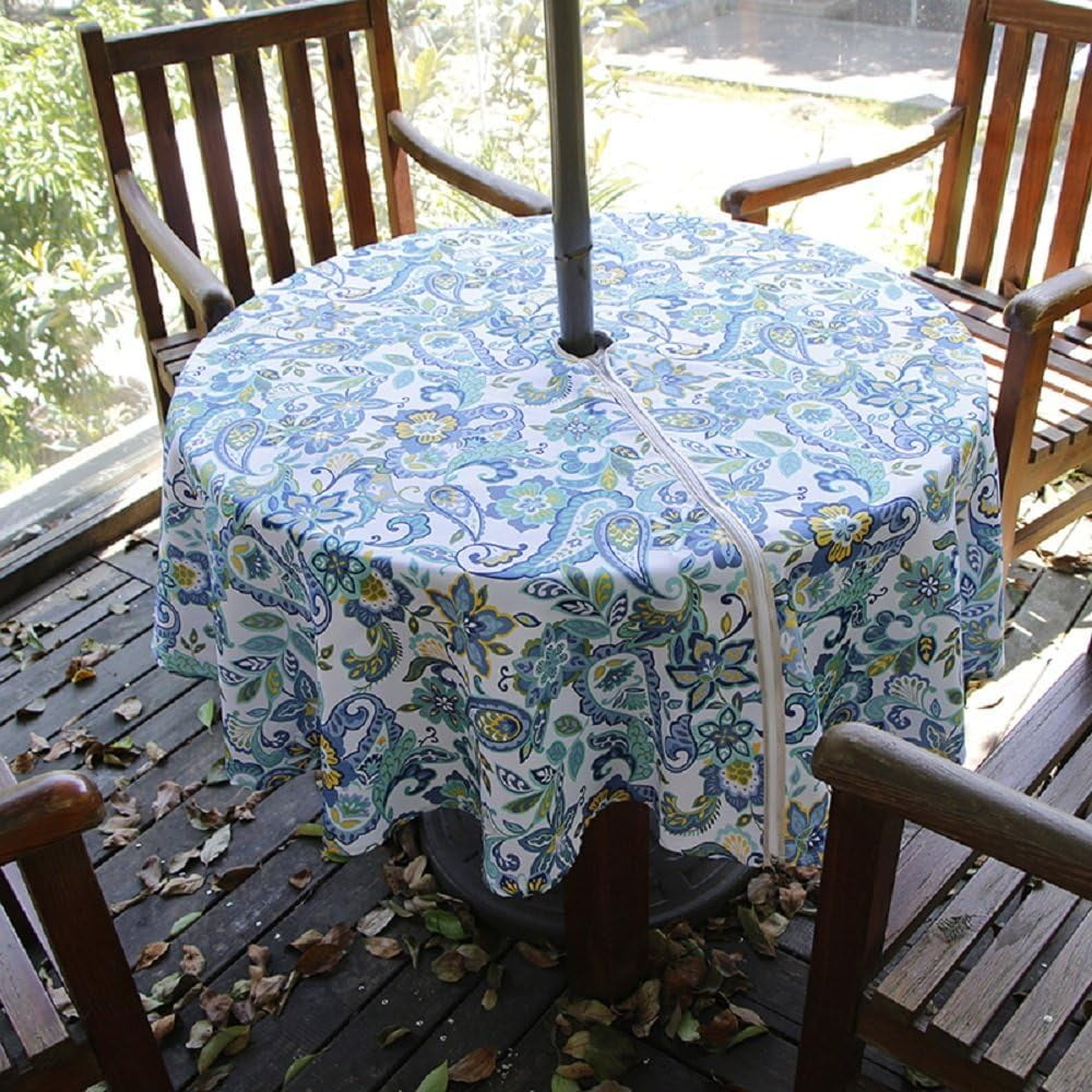 Spring/Summer Wrinkle-Free Waterproof Outdoor Tablecloth with Umbrella ...