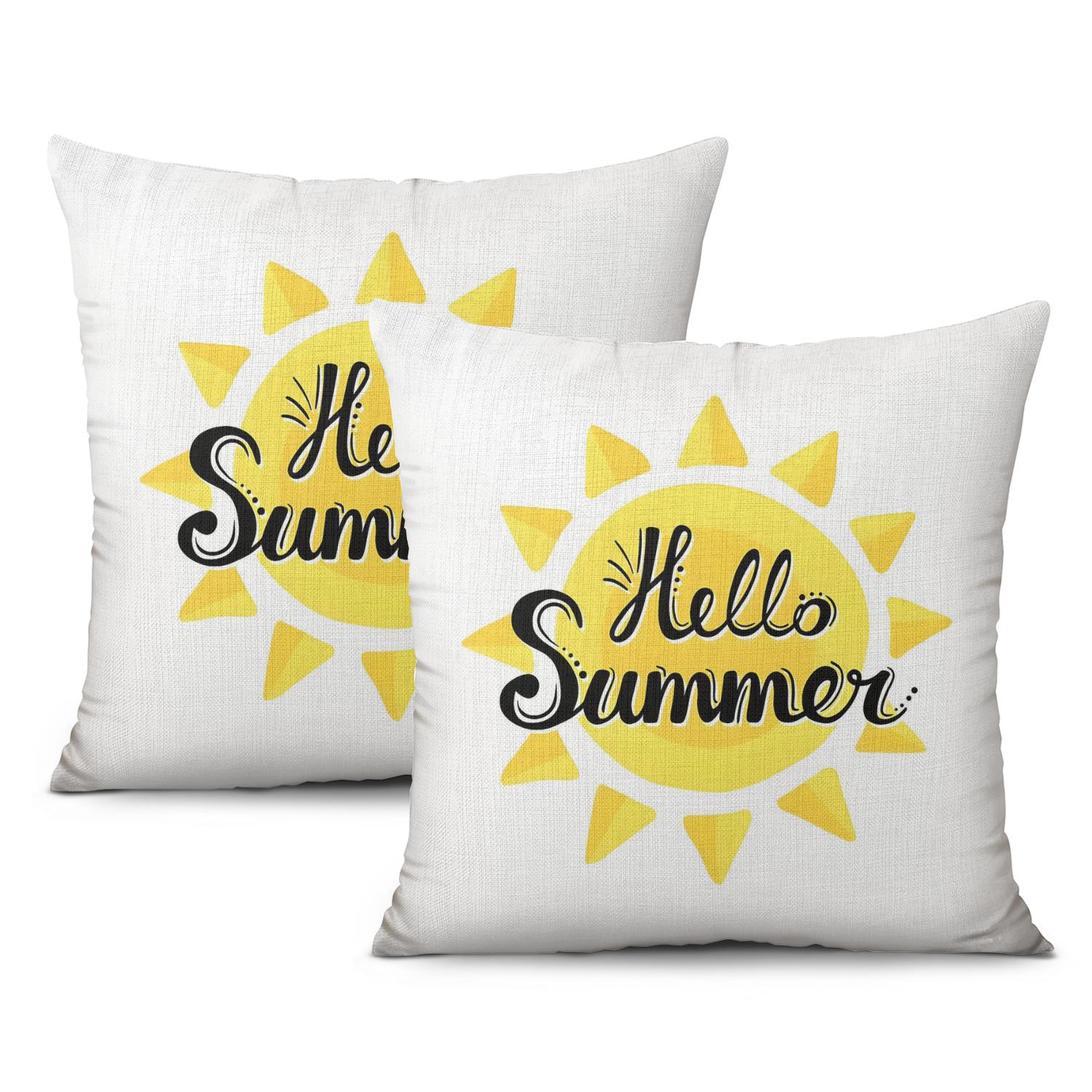 Spring Summer Yellow Pillow Covers 16x16, Hello Sunshine Throw Pillow ...