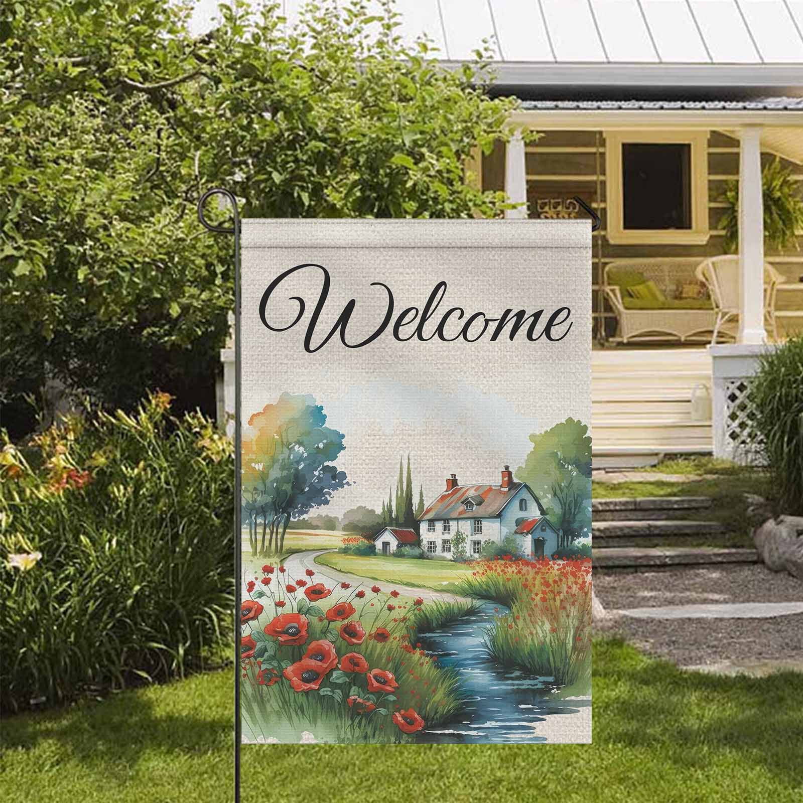 Spring Summer fall and winter Garden Flag 12×18 Inchl Floral Decorative ...