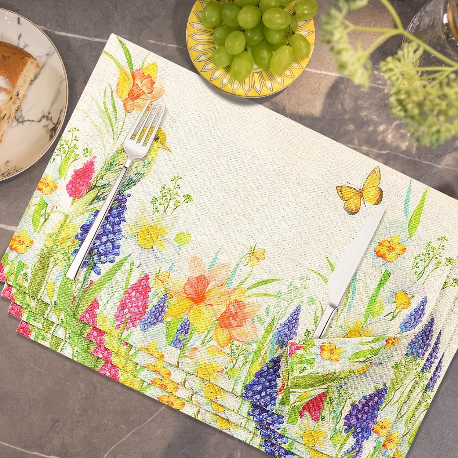 Spring Summer placemats set of 4 12x18 inch Cloth Place mats Washable ...
