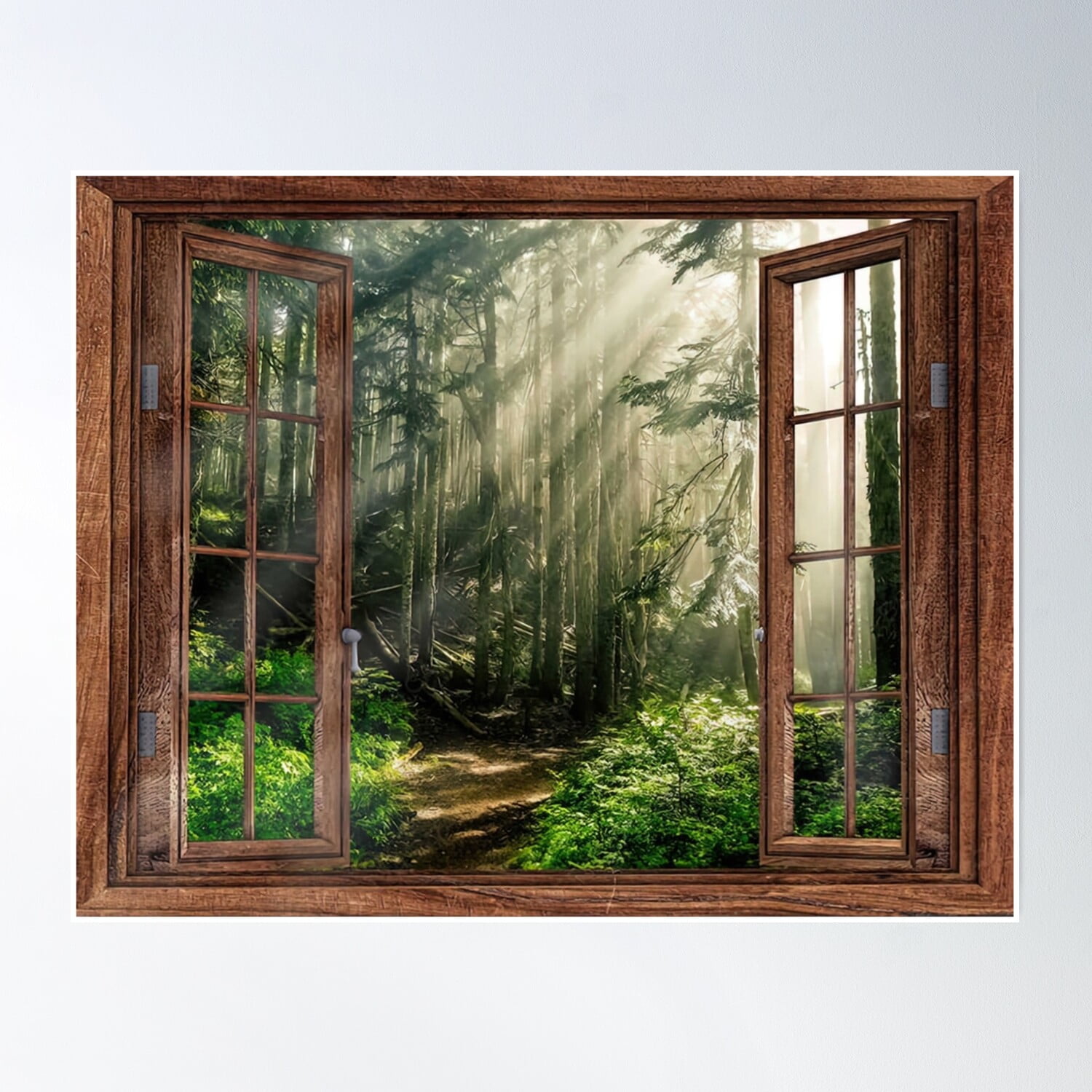 Spring Sun Rays In The Forest Open Window Poster Gift Poster Wall Art ...