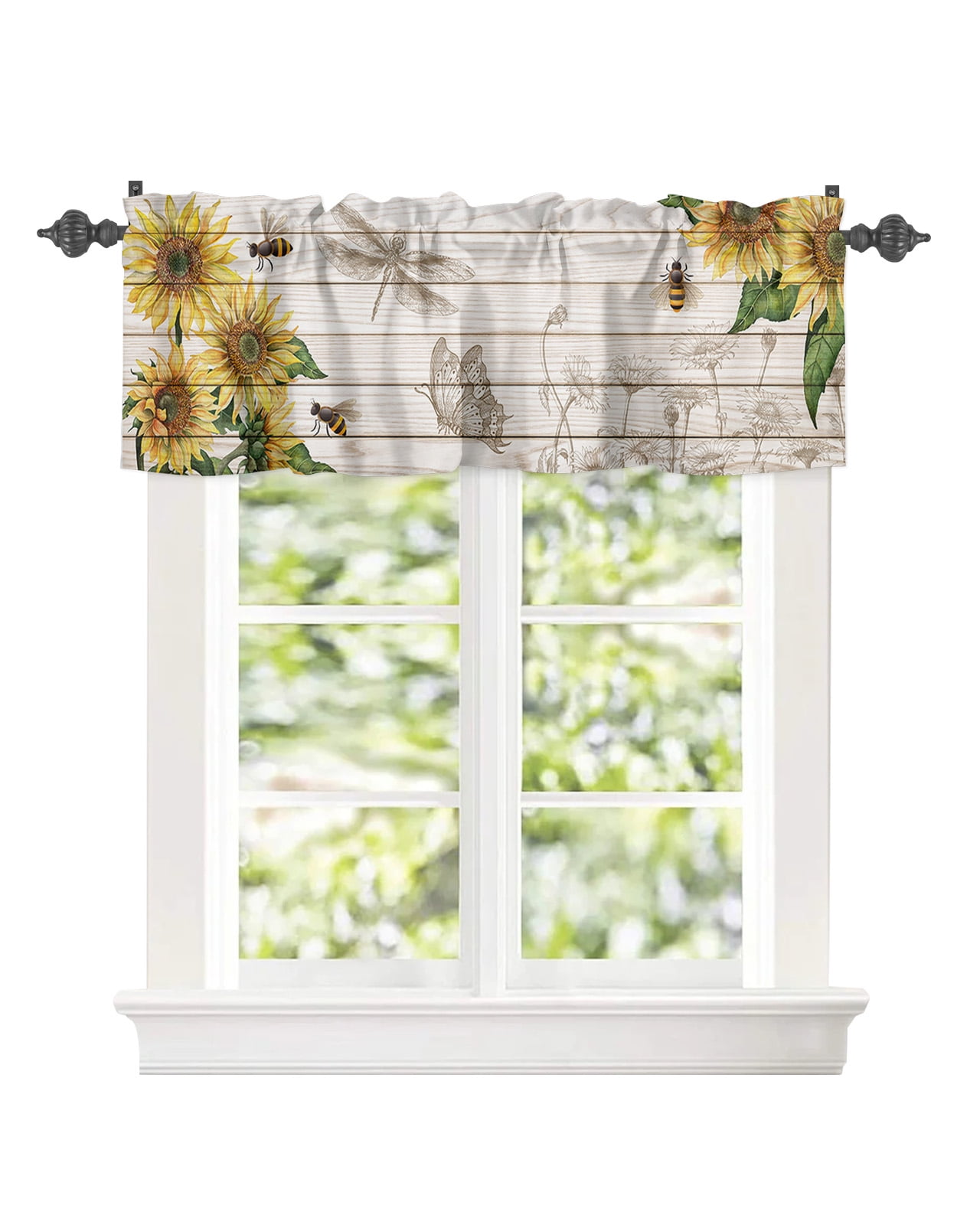 Spring Sunflower Bees Window Treatment Panel for Living Room ...