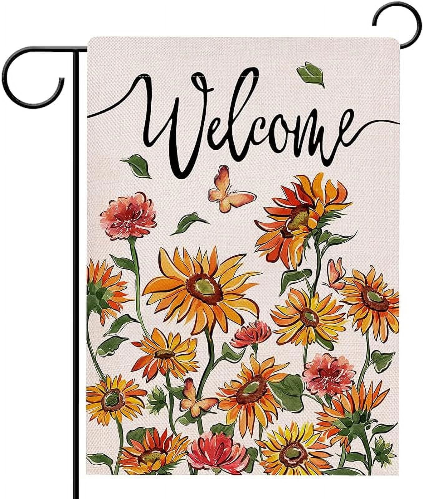 Spring Sunflower Cardinal House Flag Double Sided, Watercolor Flower ...