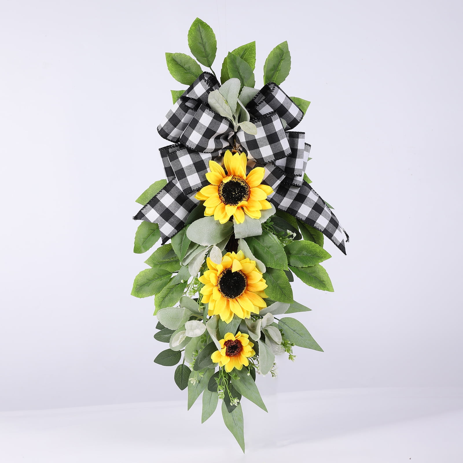 Spring Sunflower Swag, Sunflower Teardrop Swag with Eucalyptus Leaves ...