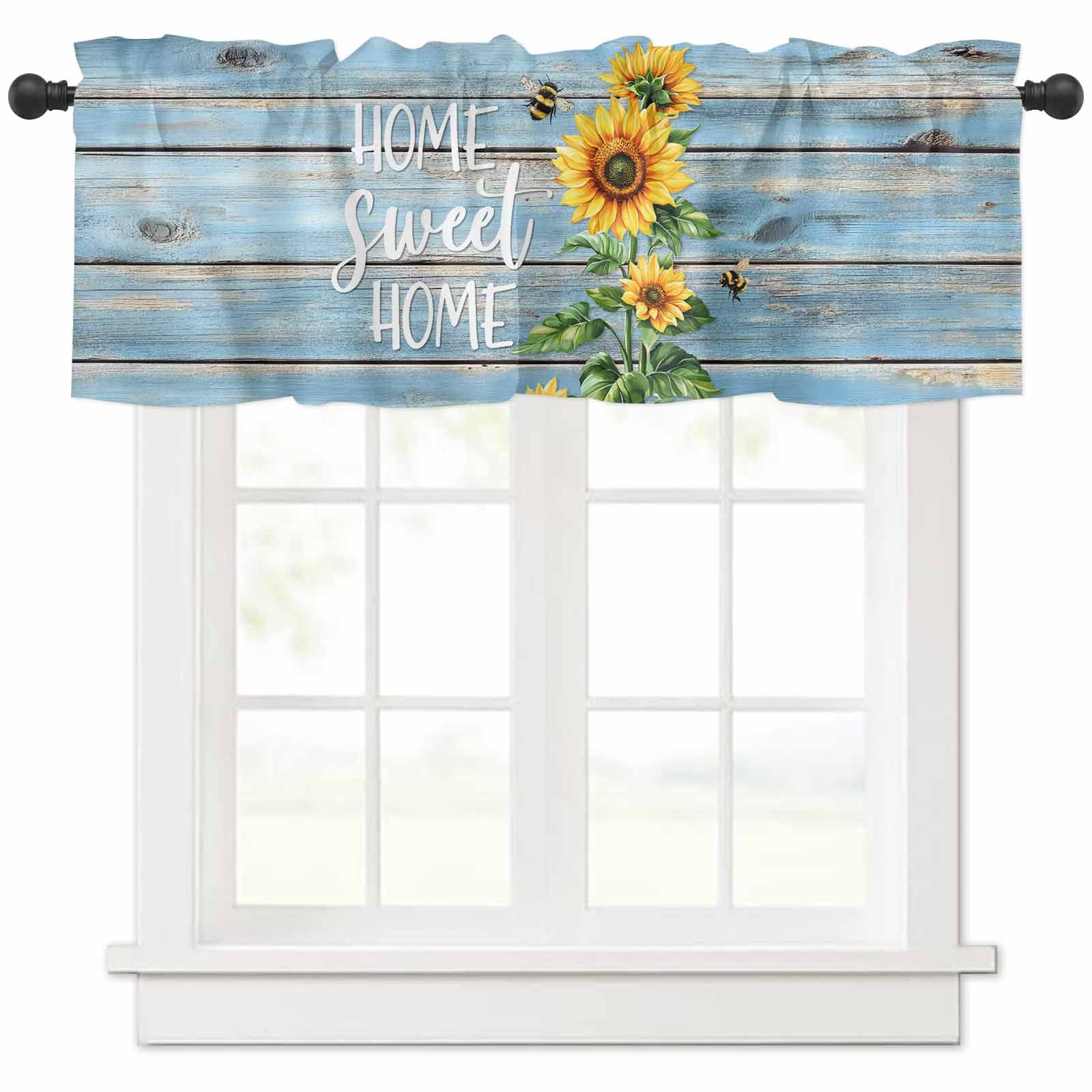 Spring Sunflower Valances for Windows Farmhouse Kitchen Curtains ...
