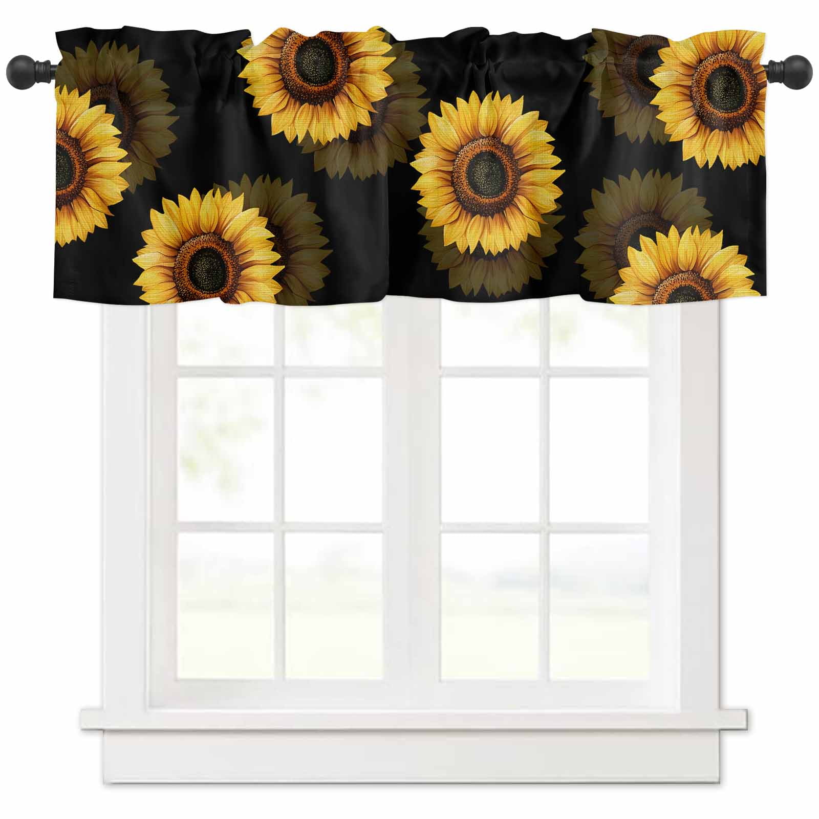 Spring Sunflower Valances for Windows Farmhouse Kitchen Curtains ...