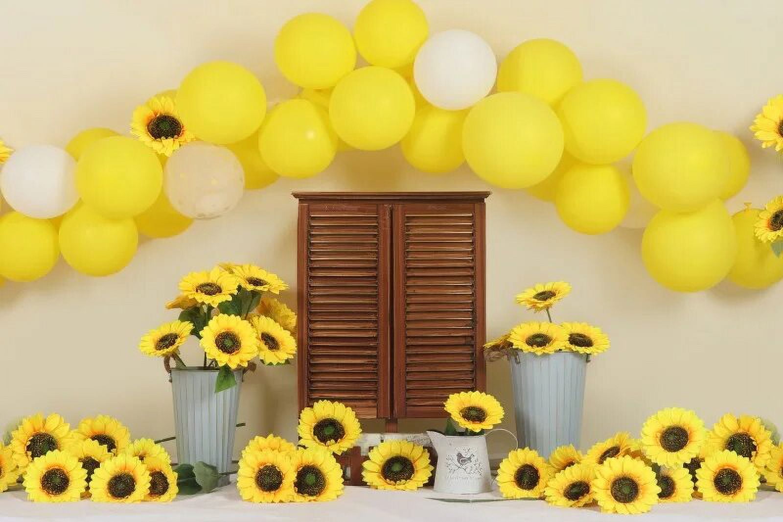 Spring Sunflower Wooden Birthday Scene Photography Backdrop Balloon ...