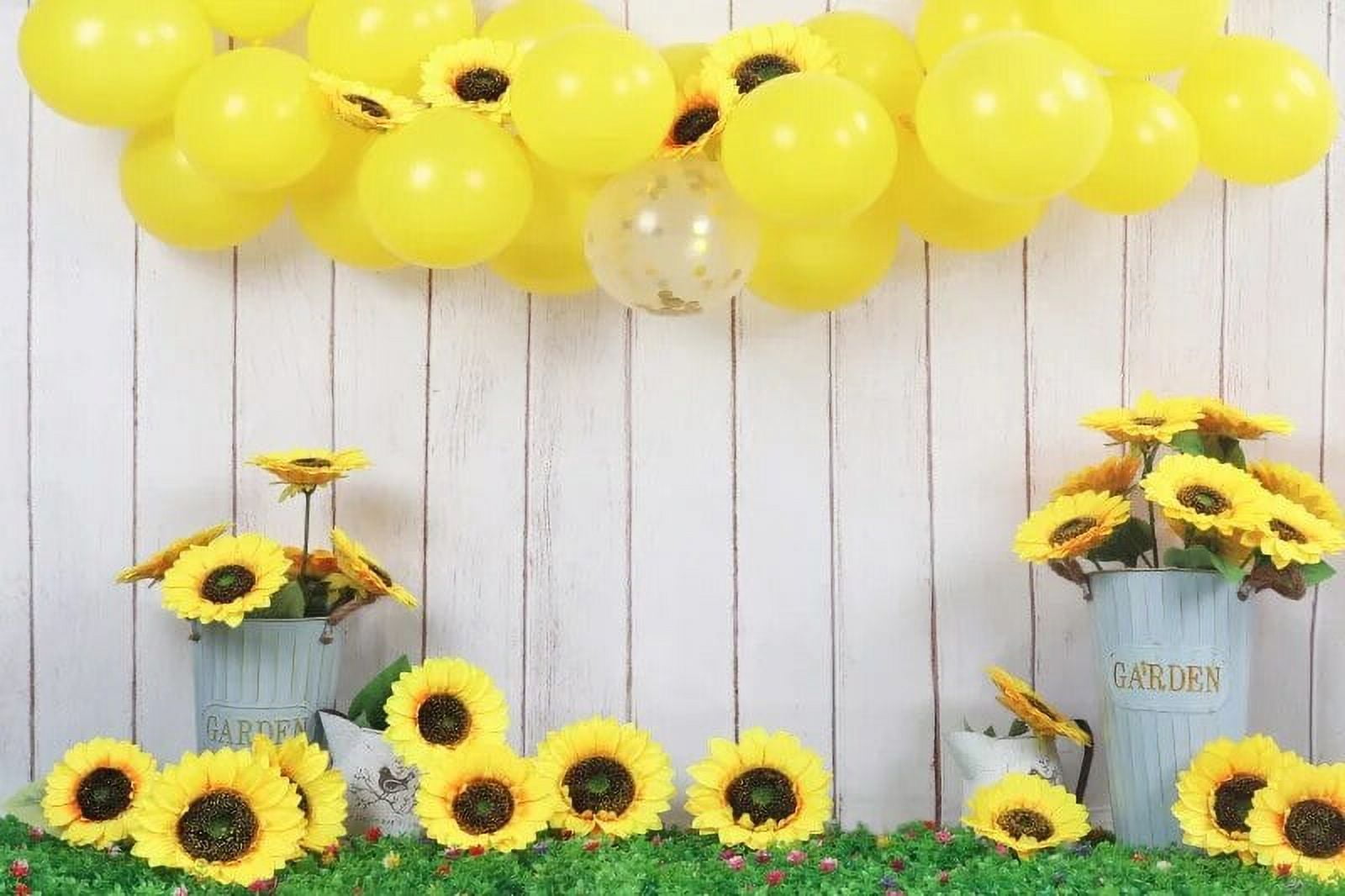 Spring Sunflower Wooden Birthday Scene Photography Backdrop Balloon ...