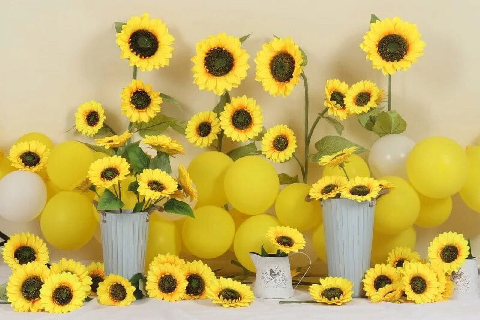 Spring Sunflower Wooden Birthday Scene Photography Backdrop Balloon ...
