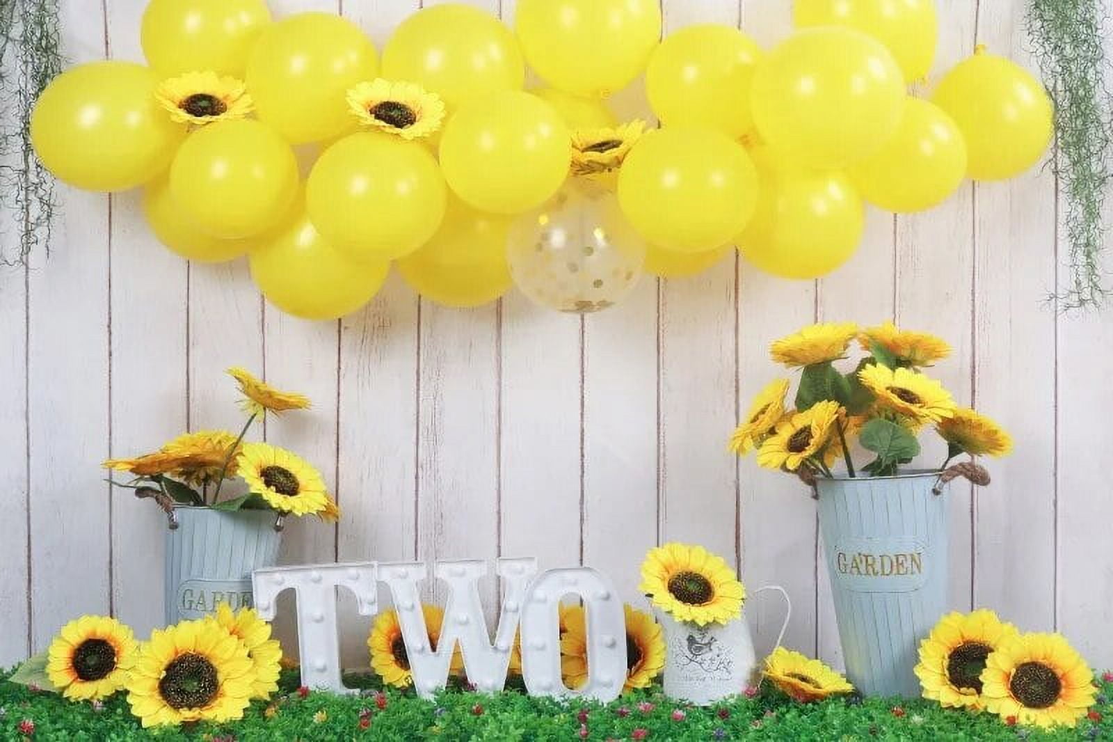 Spring Sunflower Wooden Birthday Scene Photography Backdrop Balloon ...