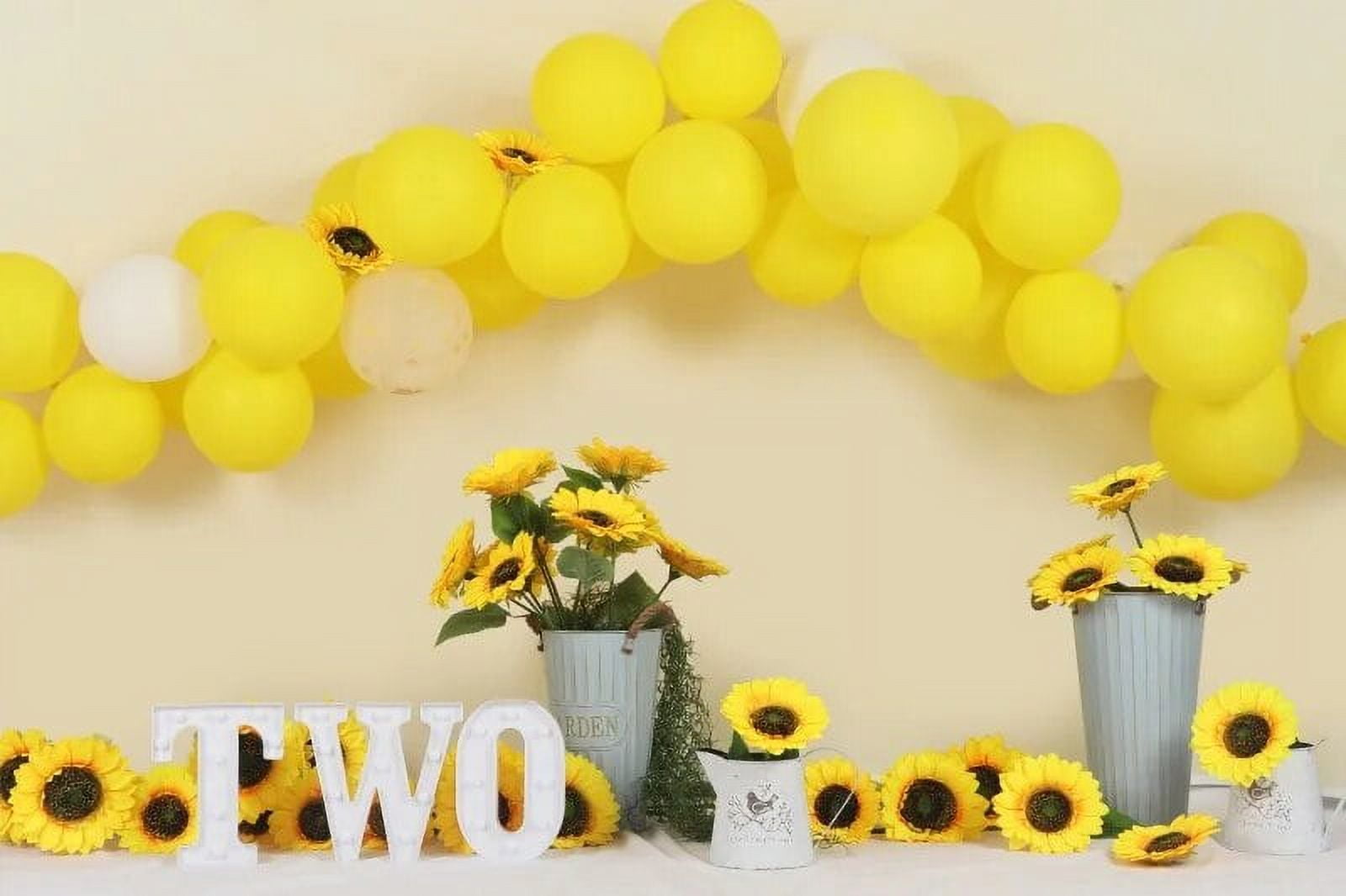 Spring Sunflower Wooden Birthday Scene Photography Backdrop Balloon ...