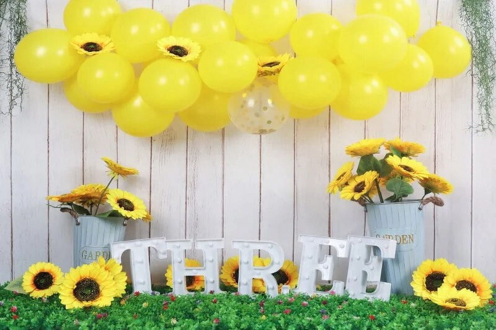 Spring Sunflower Wooden Birthday Scene Photography Backdrop Balloon ...