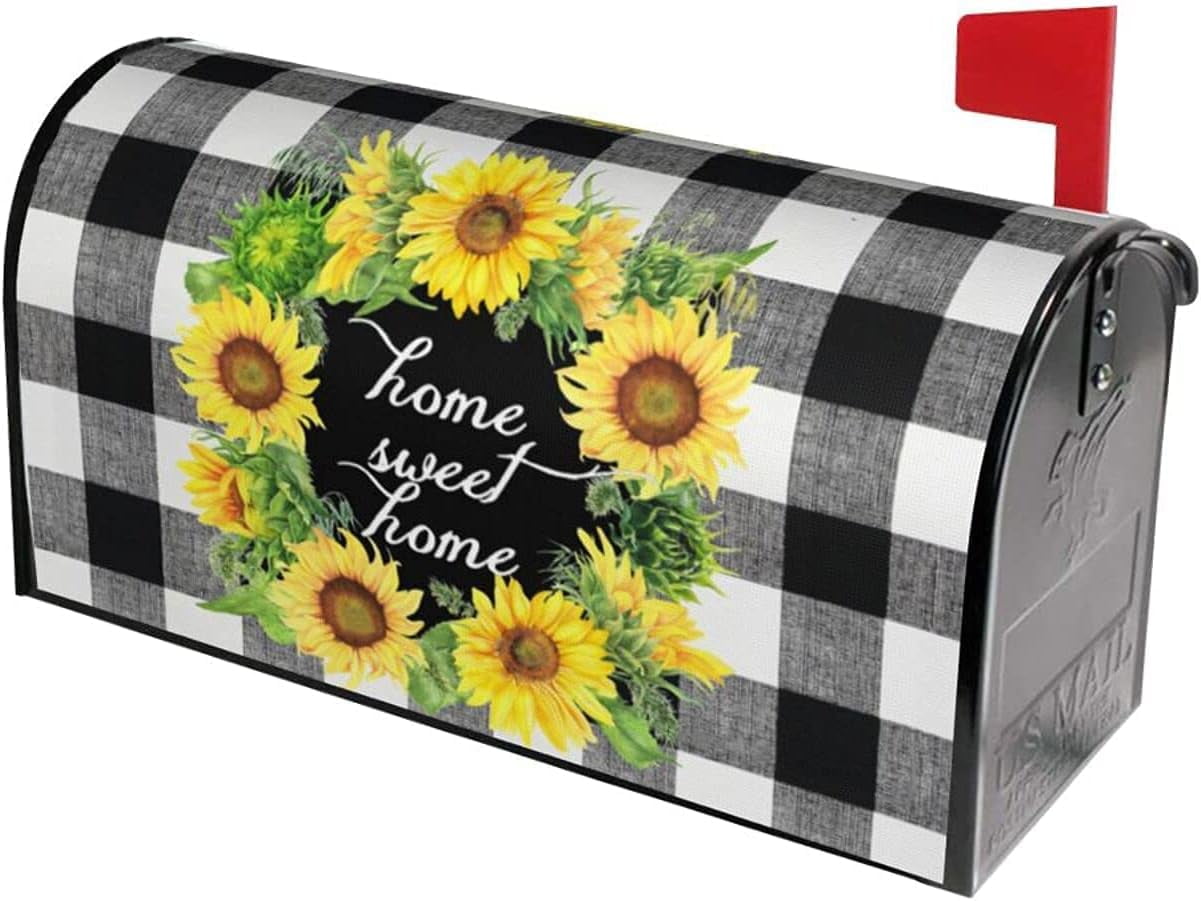 Spring Sunflower Wreath Mailbox Covers Magnetic 21x18 Inch with Home ...