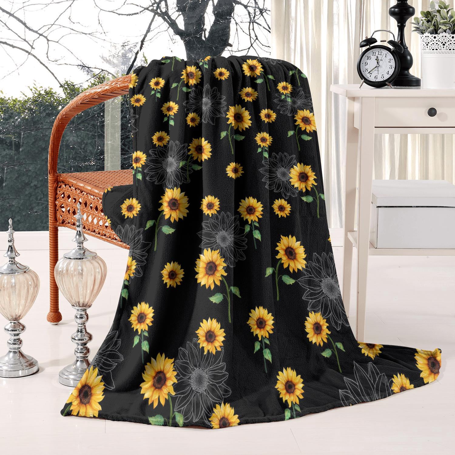 Spring Sunflowers Plant Farmhouse Throw Blanket,Comfort Blanket for ...