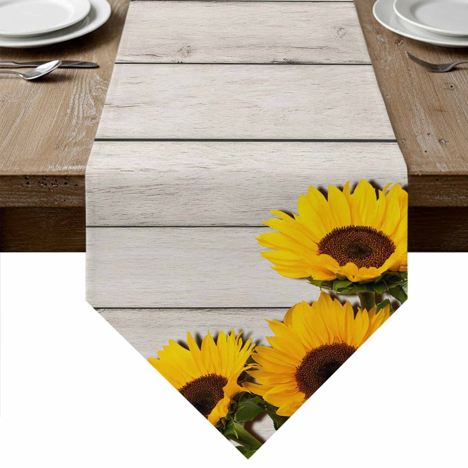Spring Sunflowers Table Runner Linen Burlap Table Runner 72 Inches Long ...