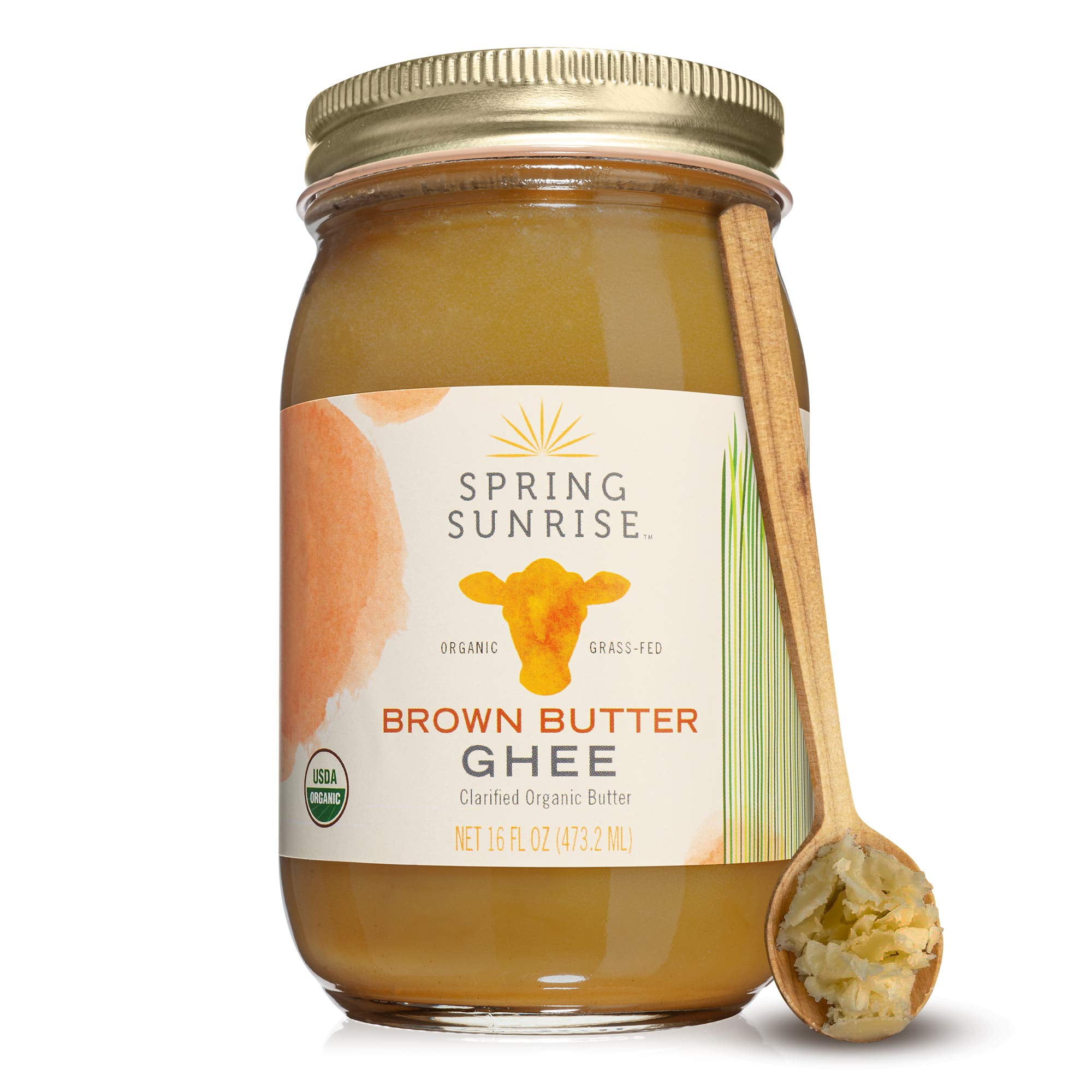 Spring Sunrise Organic Brown IEF31 Ghee - Grass Fed Clarified Butter ...
