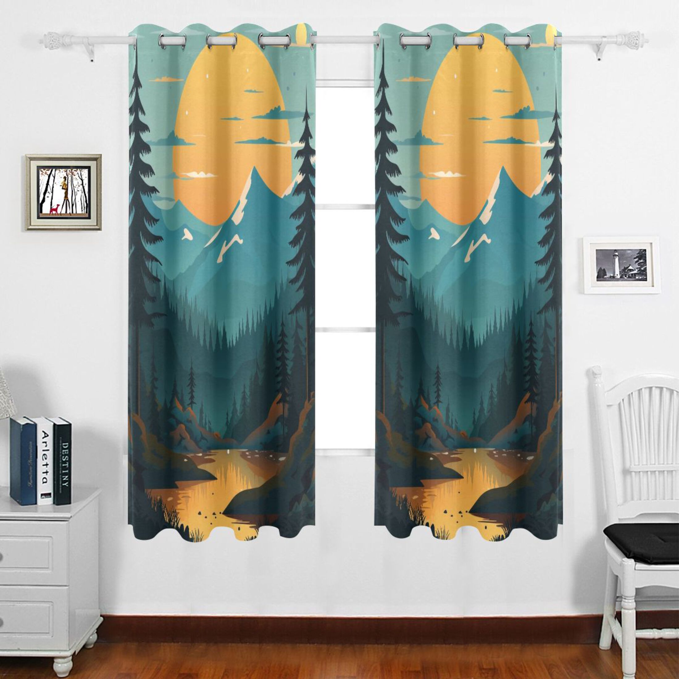 Spring Sunset Grommet Blackout Curtains Thermal Insulated Window ...