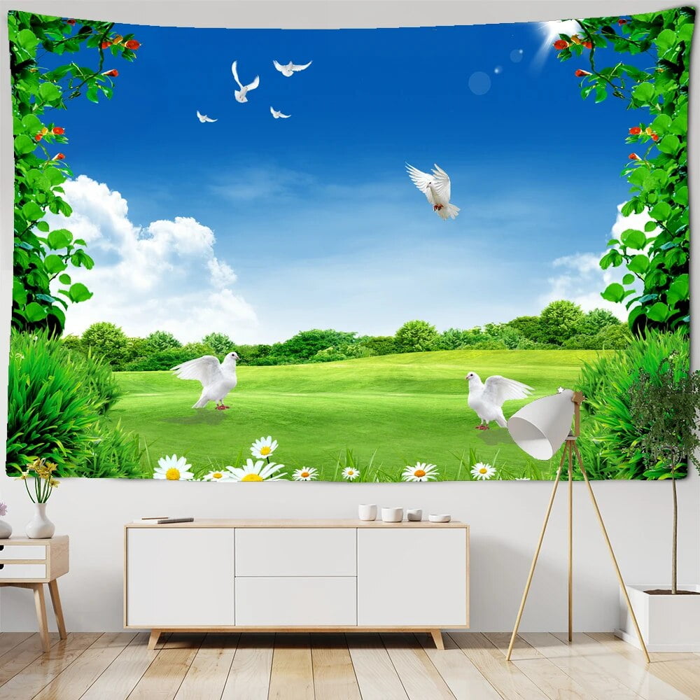 Spring Sunshine Natural Scery Tapestry Wall Hanging landscape ...