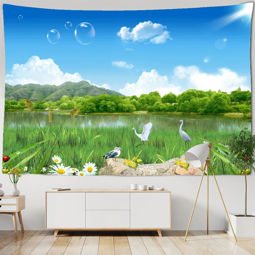 Spring Sunshine Natural Scery Tapestry Wall Hanging landscape ...