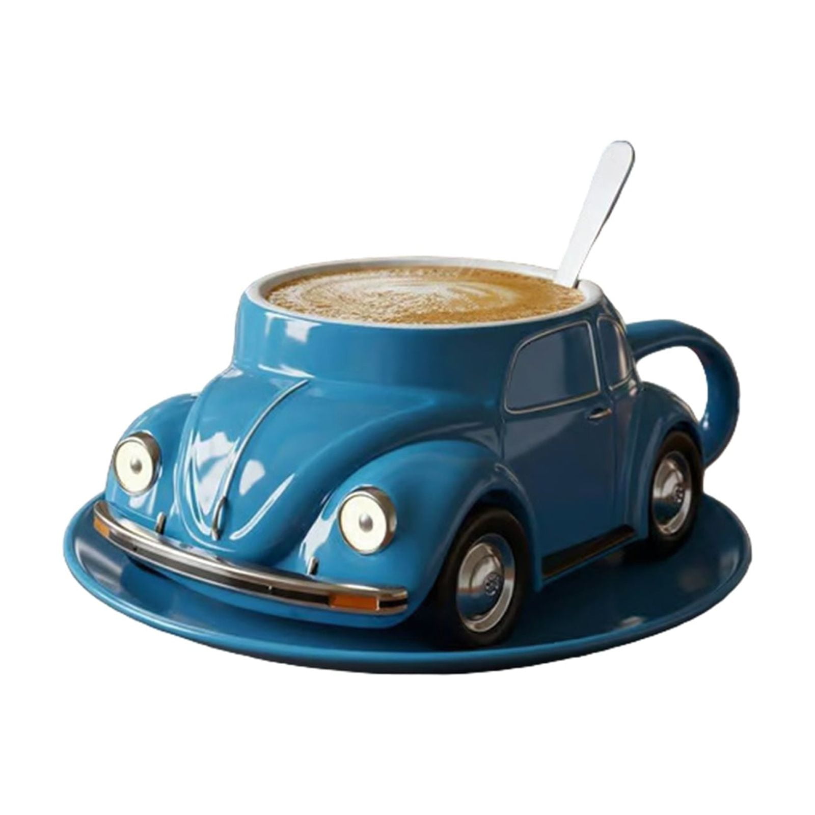 Spring Supplies Novelty Car-Shaped Coffee Mug With Saucer Unique Fun ...