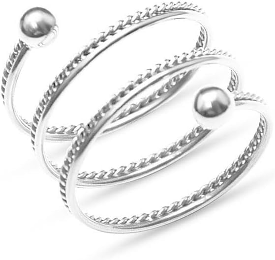 Spring Swirl Spiral Flexible Ring Stainless Steel Beaded Ball Fashion ...