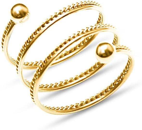 Spring Swirl Spiral Flexible Ring Stainless Steel Beaded Ball Fashion ...