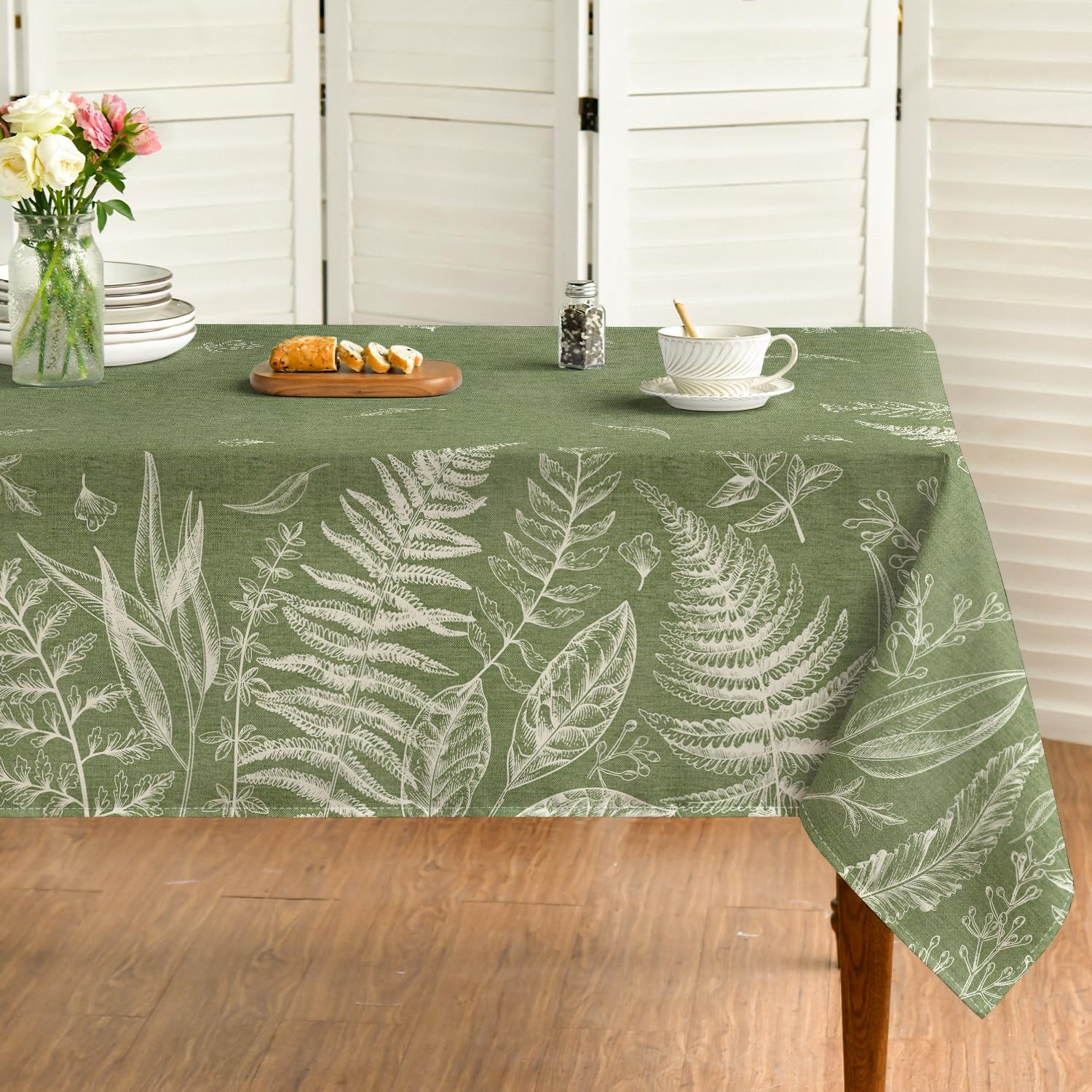 Sm:)e Spring Green Tablecloth 60x84 Inch, Wild Fern Washable Table ...