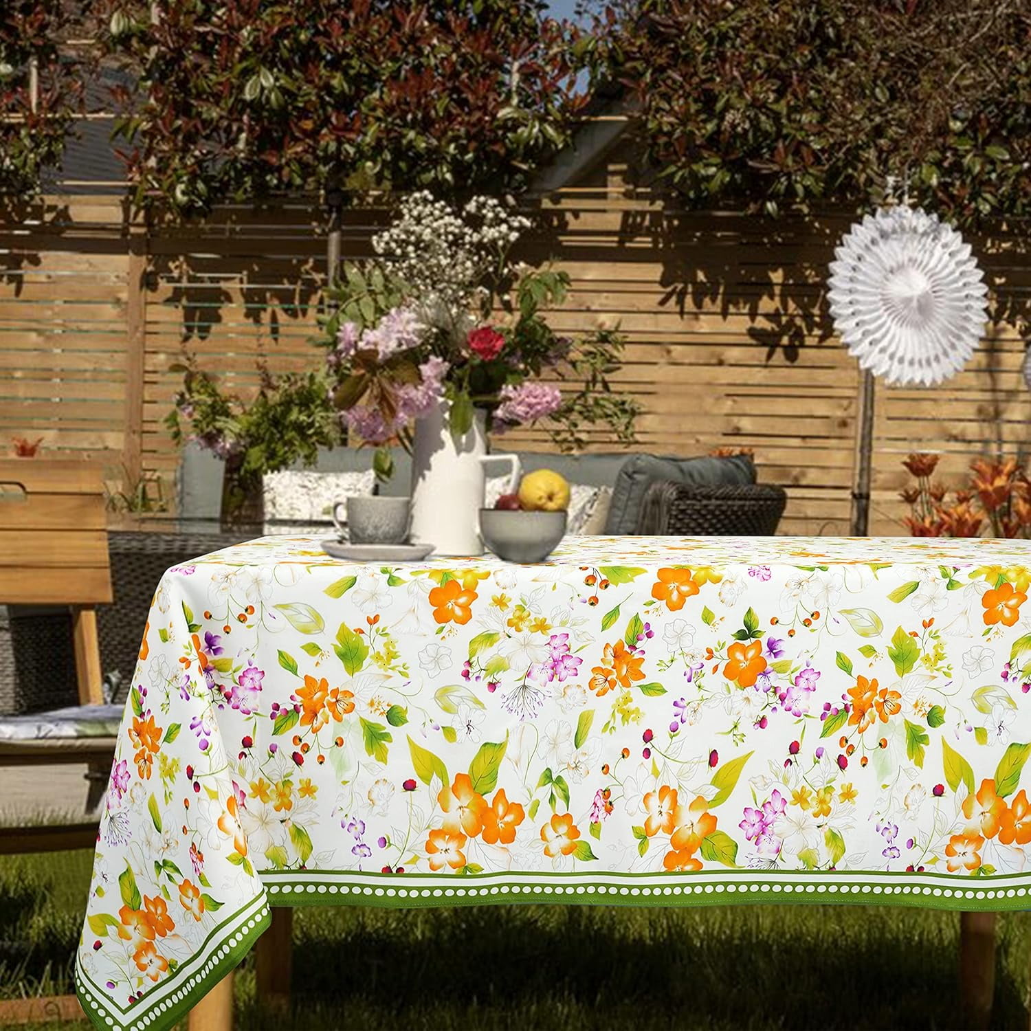 Spring Tablecloth, Waterproof Floral Table Cloth, Oblong 60 x 84 inch ...