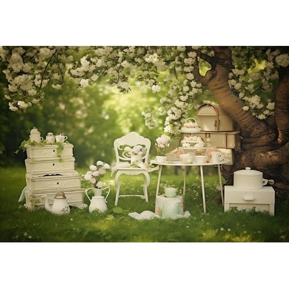 Spring Tea Party Tree Baby Kids Birthday Party Cake Smash Portrait r ...