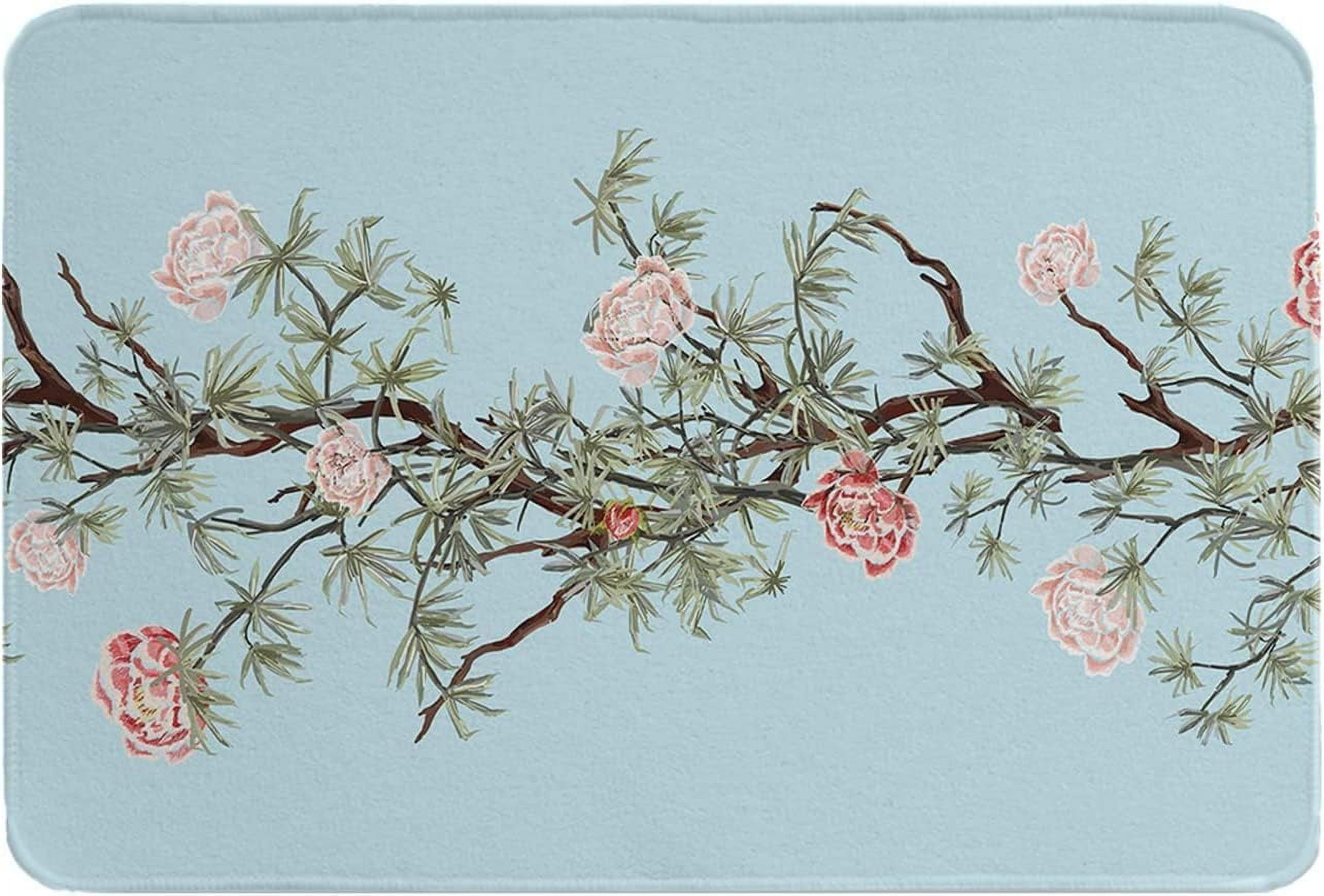 Spring Teal Floral Indoor Doormat Absorbent Floor Mats, Summer Red Pink ...