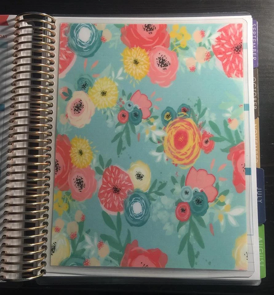 Spring Teal Gold Flower Two-Sided Dashboard For Use With Erin Condren ...