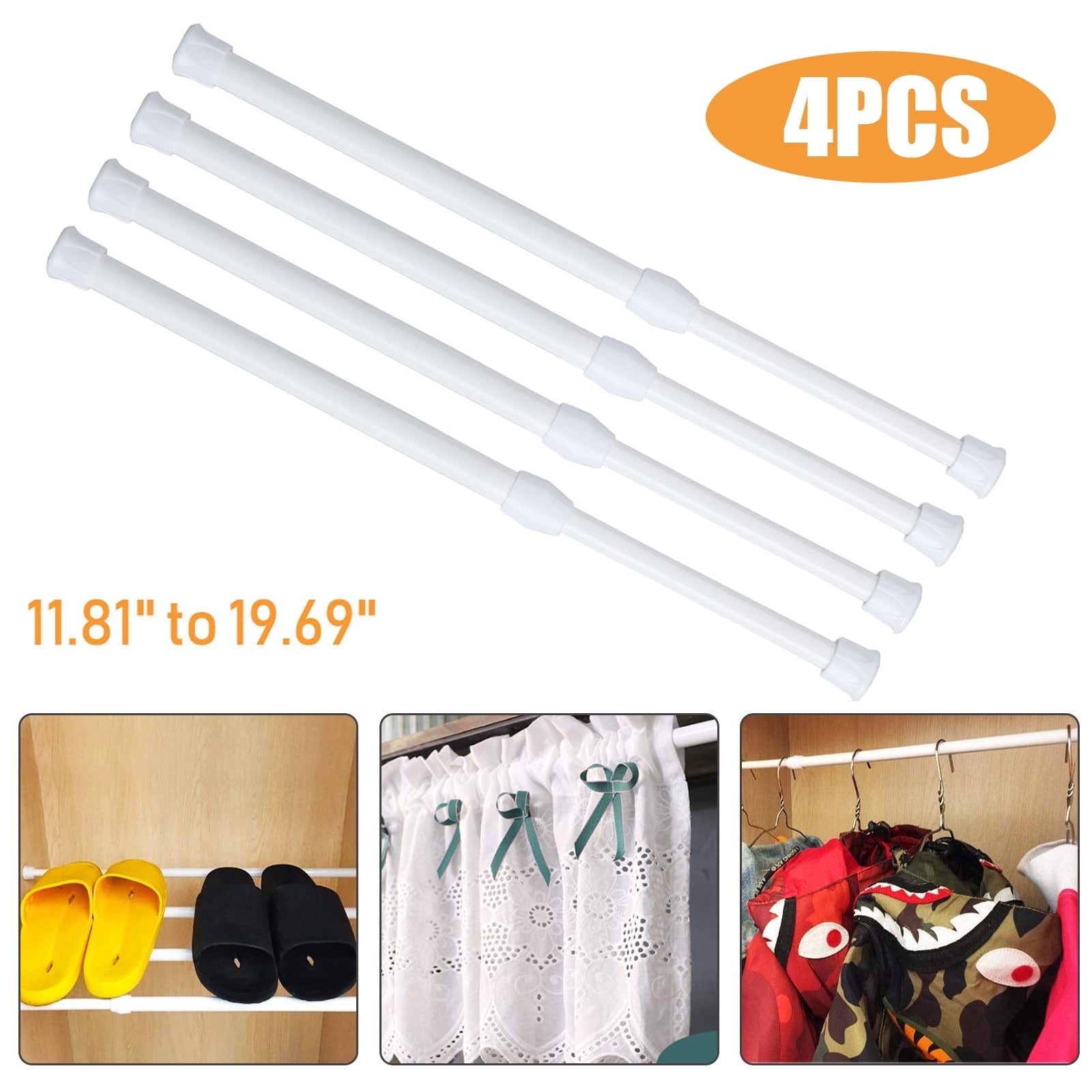 Spring Tension Curtain Rod, 11.8"-27.6" Spring Tension Rods Adjustable ...