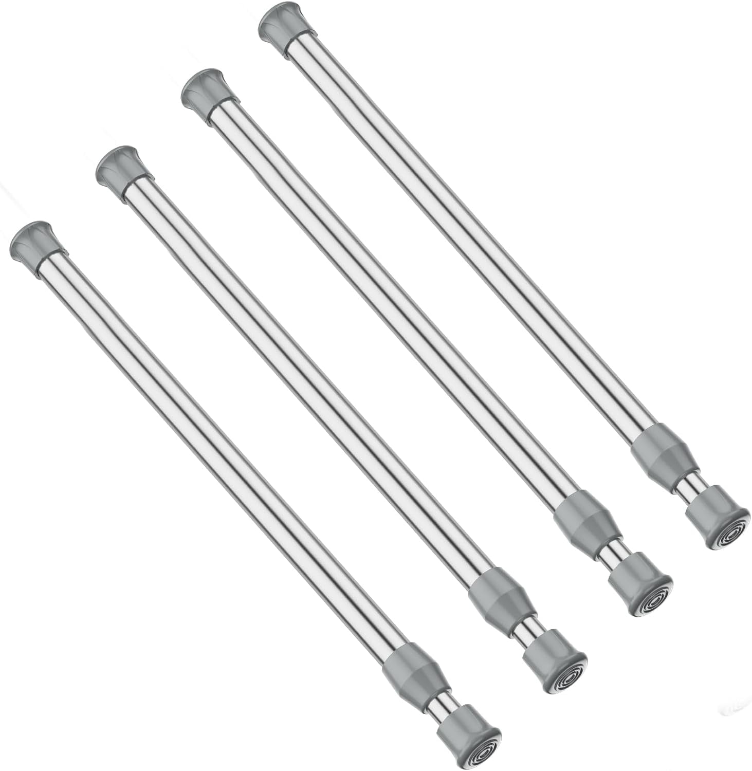 Spring Tension Curtain Rod Set, Short Adjustable Tension Rods, Silver ...