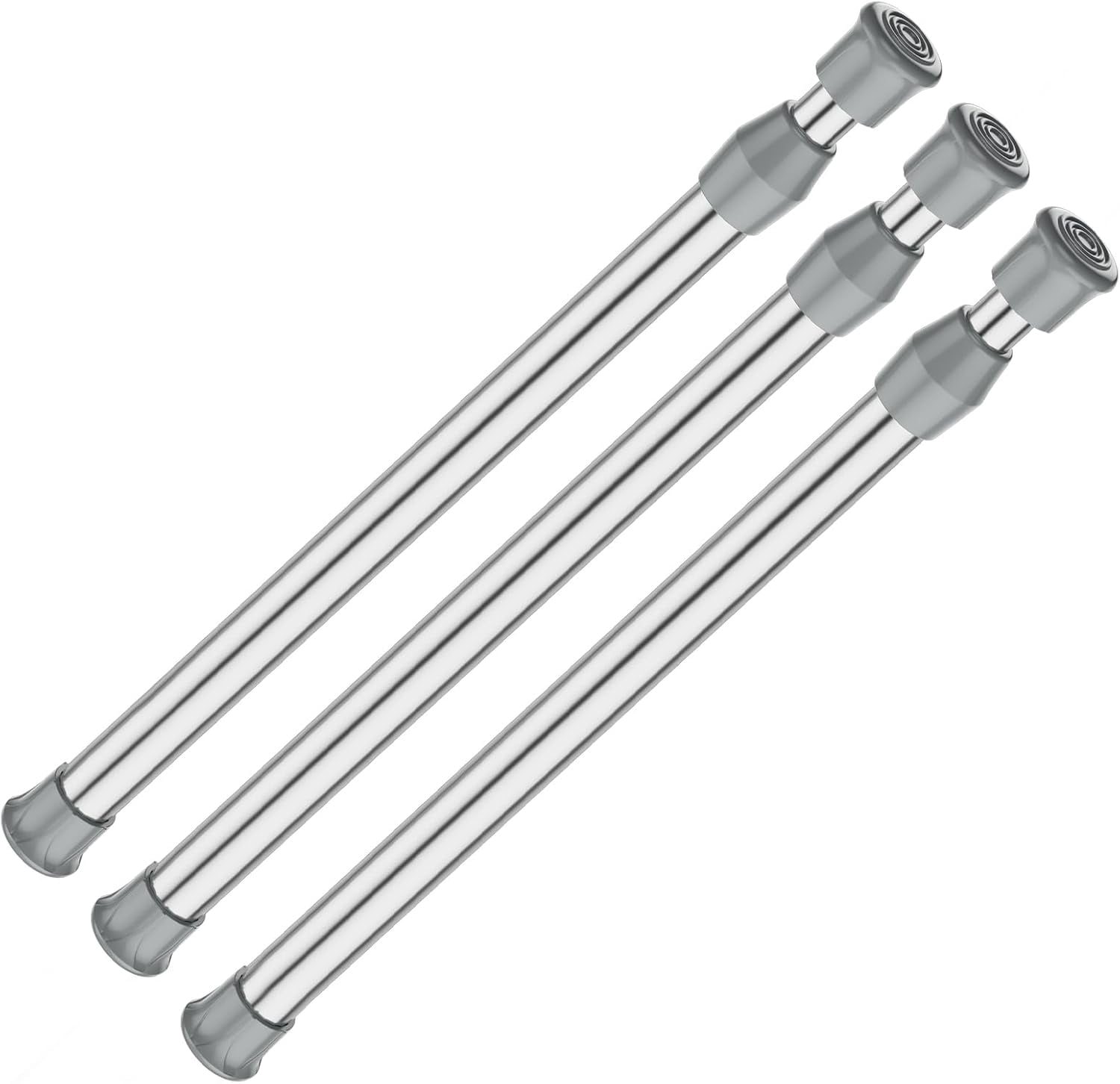 Spring Tension Curtain Rod Set, Short Tension Rod, Silver, 17