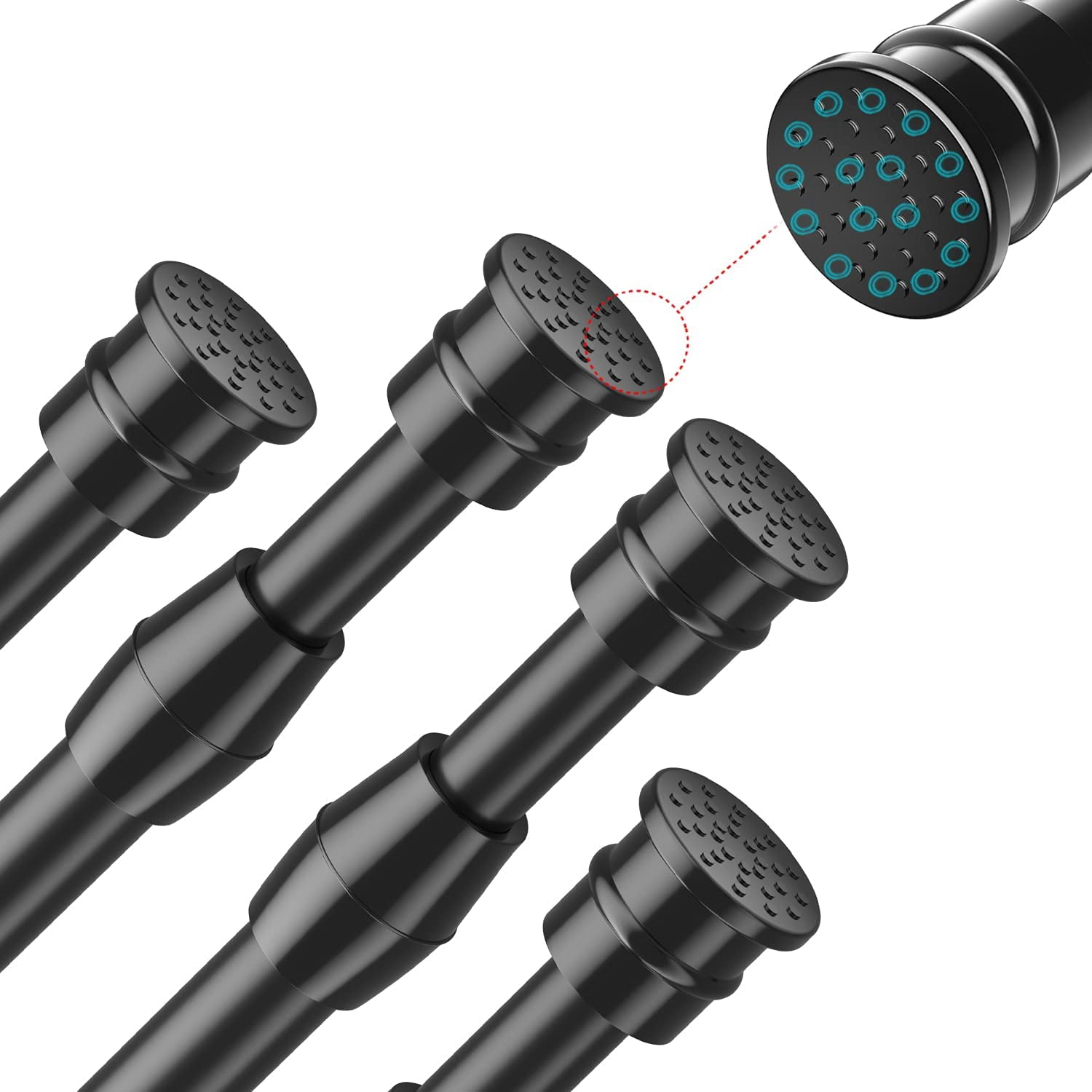 Spring Tension Curtain Rods, Adjustable Short Tension Rods, Black, 28 ...