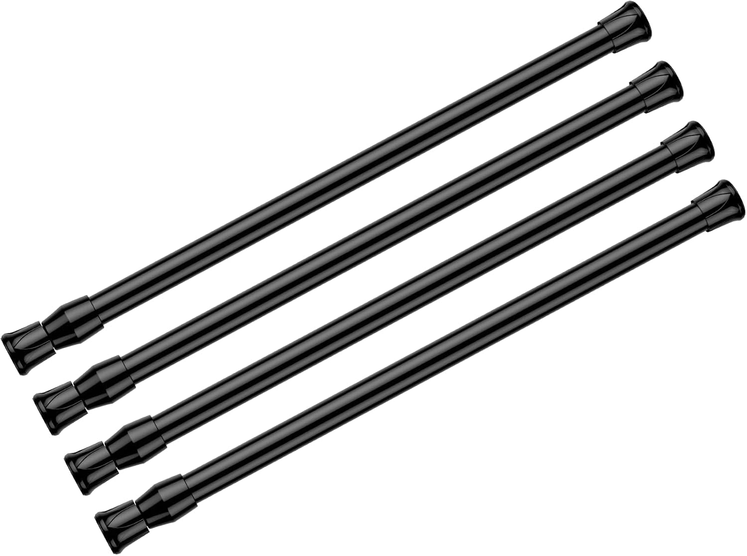 Spring Tension Curtain Rods Short Tension Rod Adjustable, Black, 12
