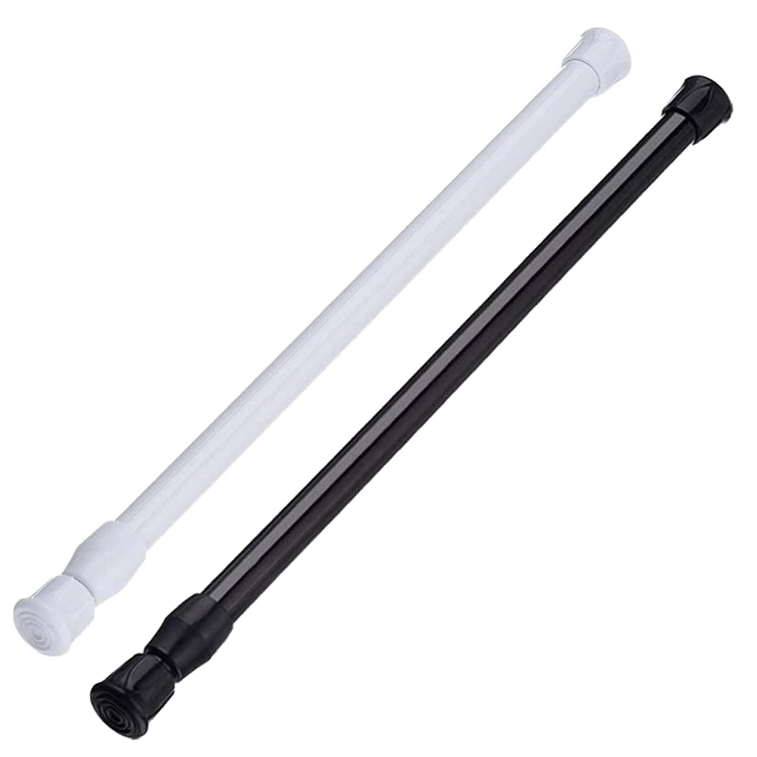 Spring Tension Curtain Rods Short Tension Rod (White + Black, 15.7" to ...
