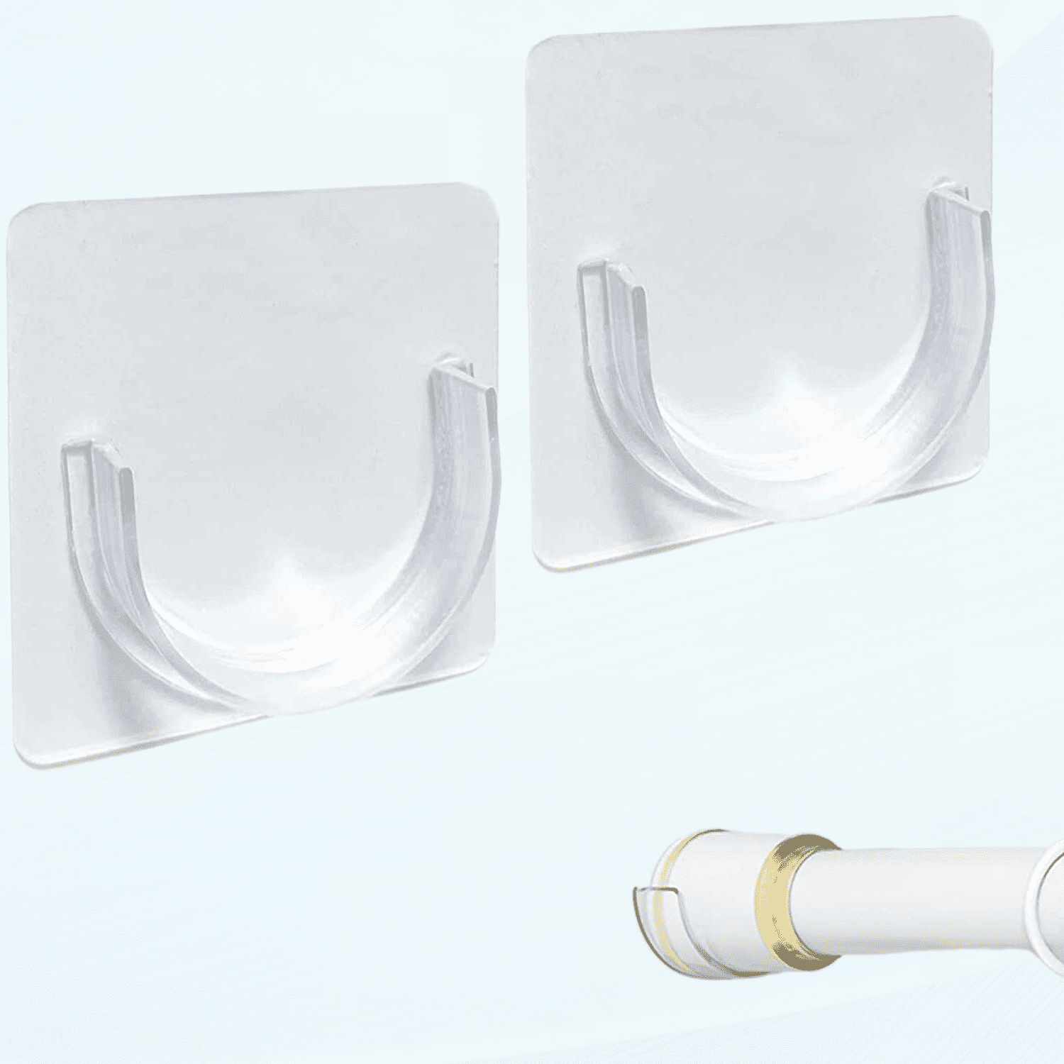 Spring Tension Rod Holder, Transparent Shower Rod Bracket No Drilling ...