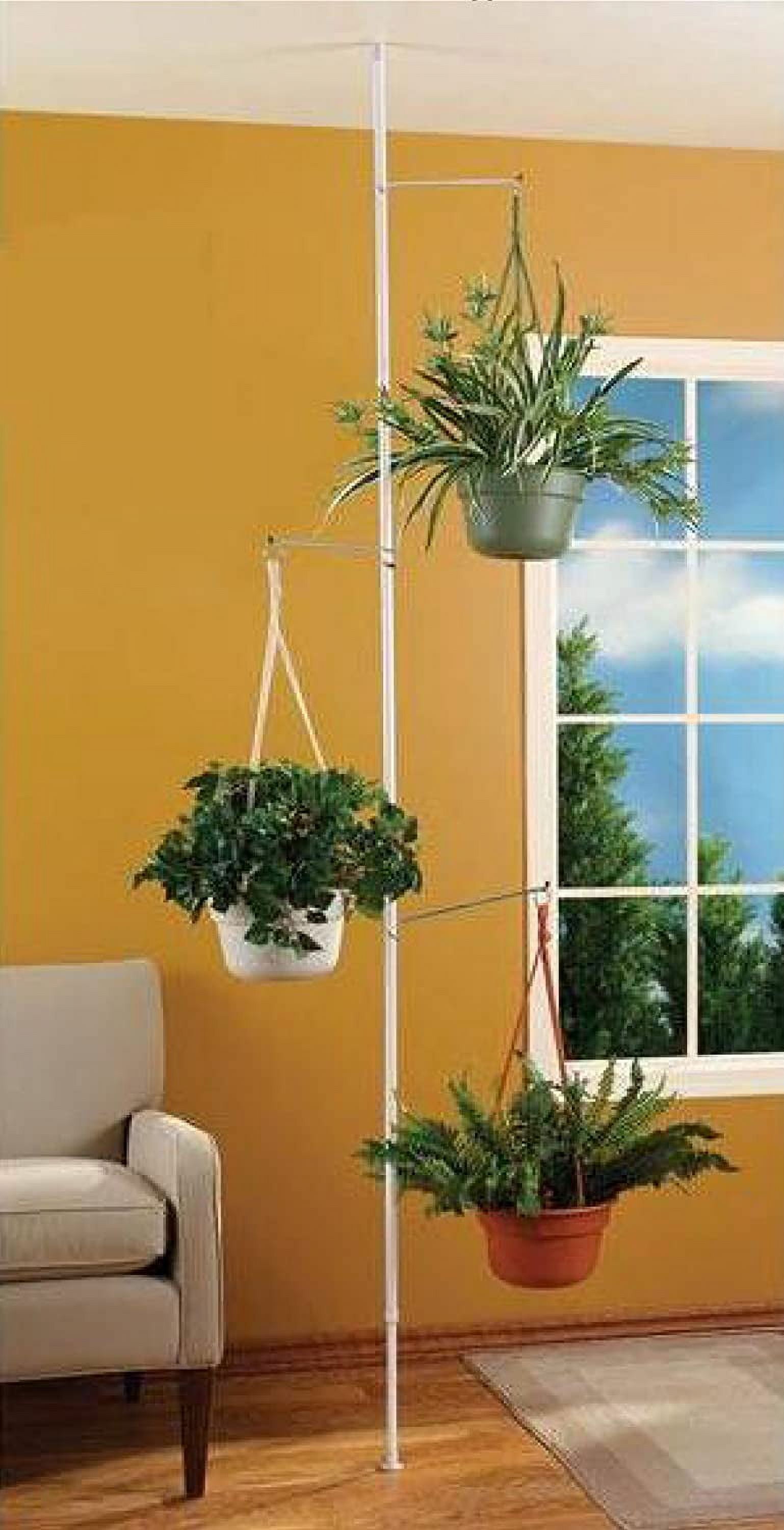 Retro-Style Indoor Plant Pole with 3 Adjustable Arms, Spring Tension ...