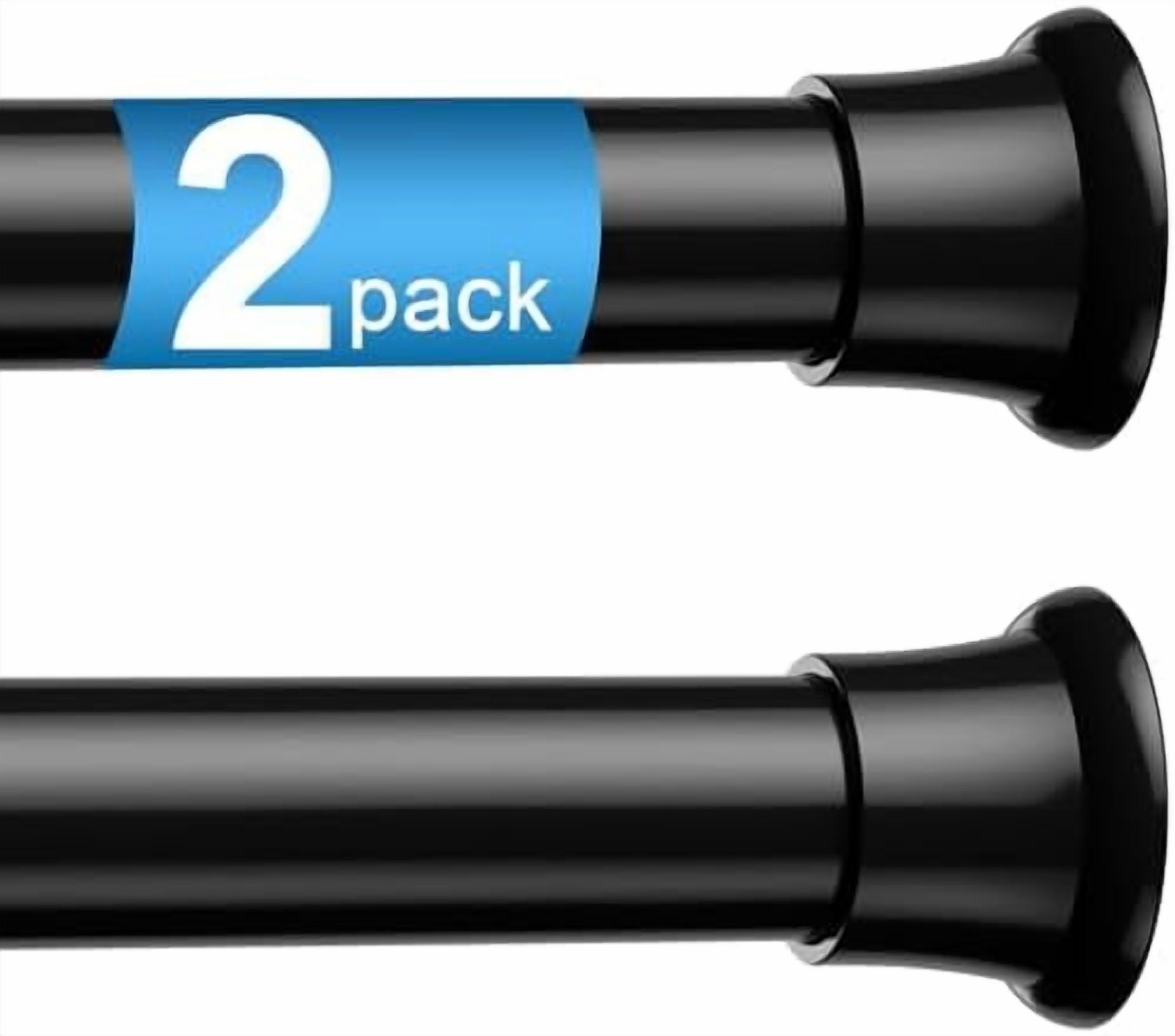 Spring Tension Rods 16-36 Inch, 2Pcs Black Adjustable Tension Curtain ...