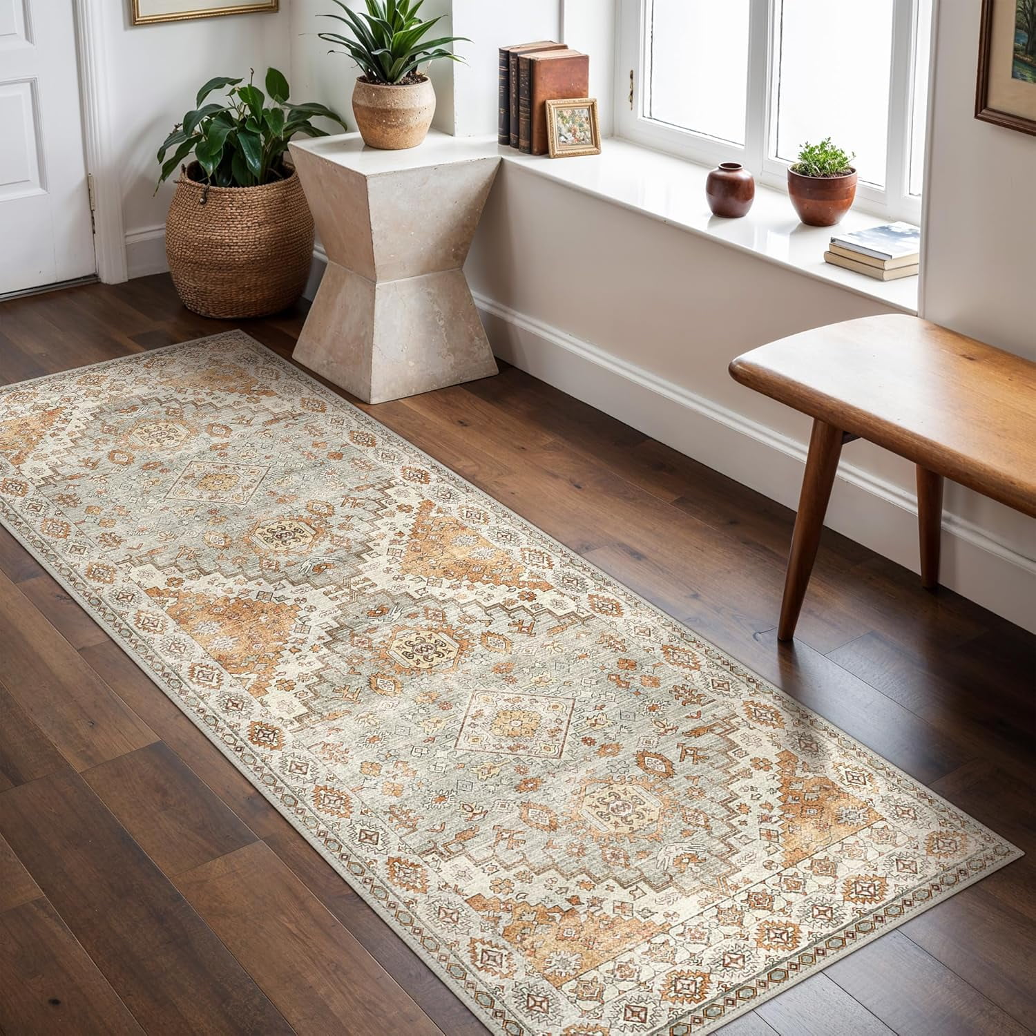 Washable Runner Rugs 2X5 for Hallway, Thin Indoor Chenille Low Pile Rug ...