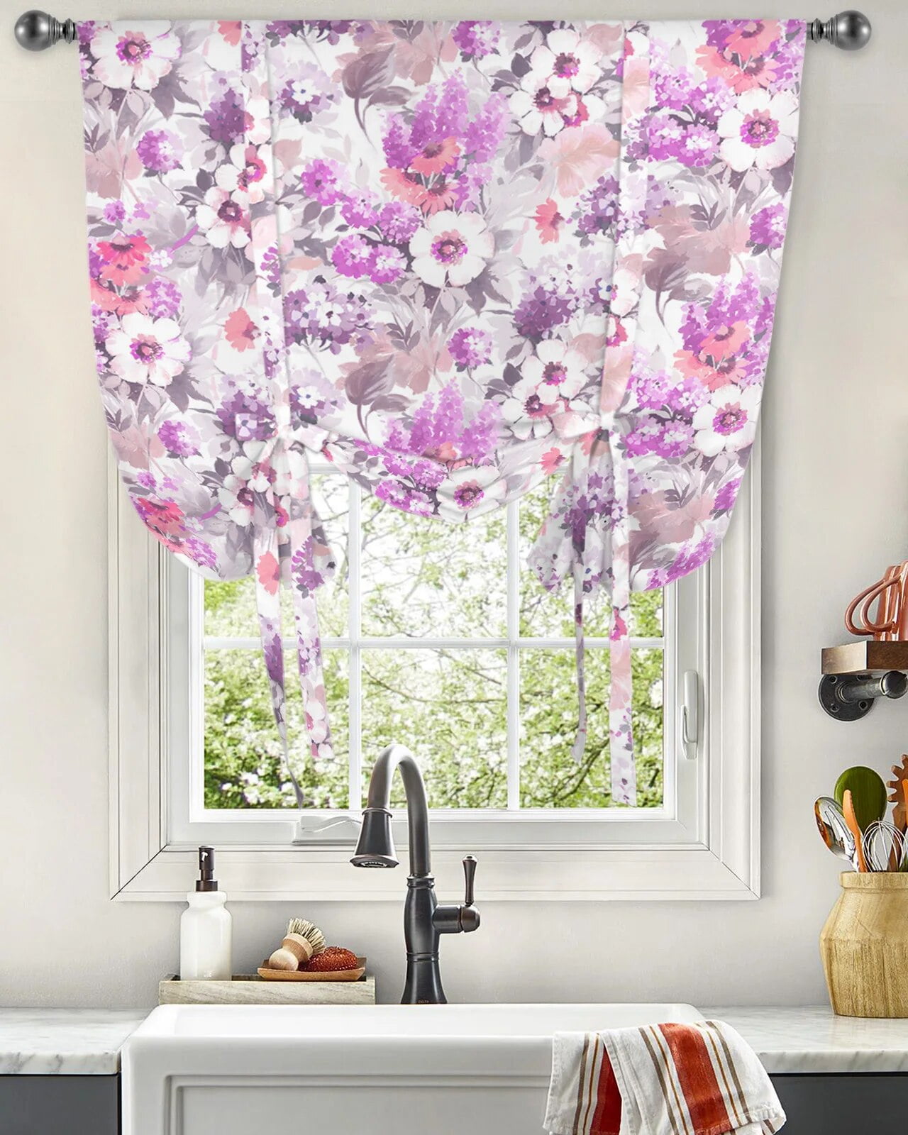 Spring Texture Watercolor Flower Hydrangea Curtain for Living Room ...
