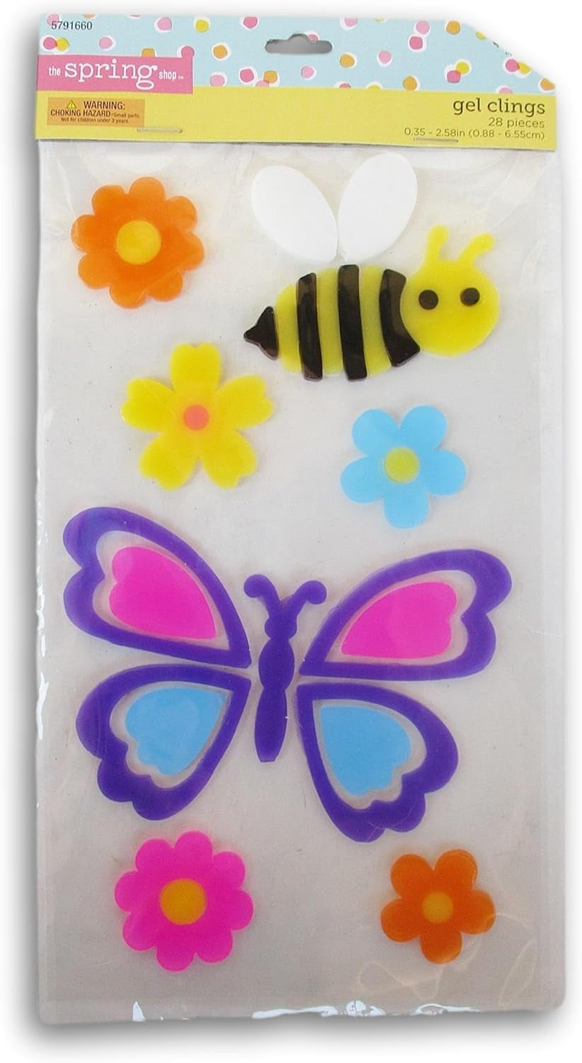 Spring Themed Butterflies, Bees, and Flowers Gel Window Clings - 28 ...