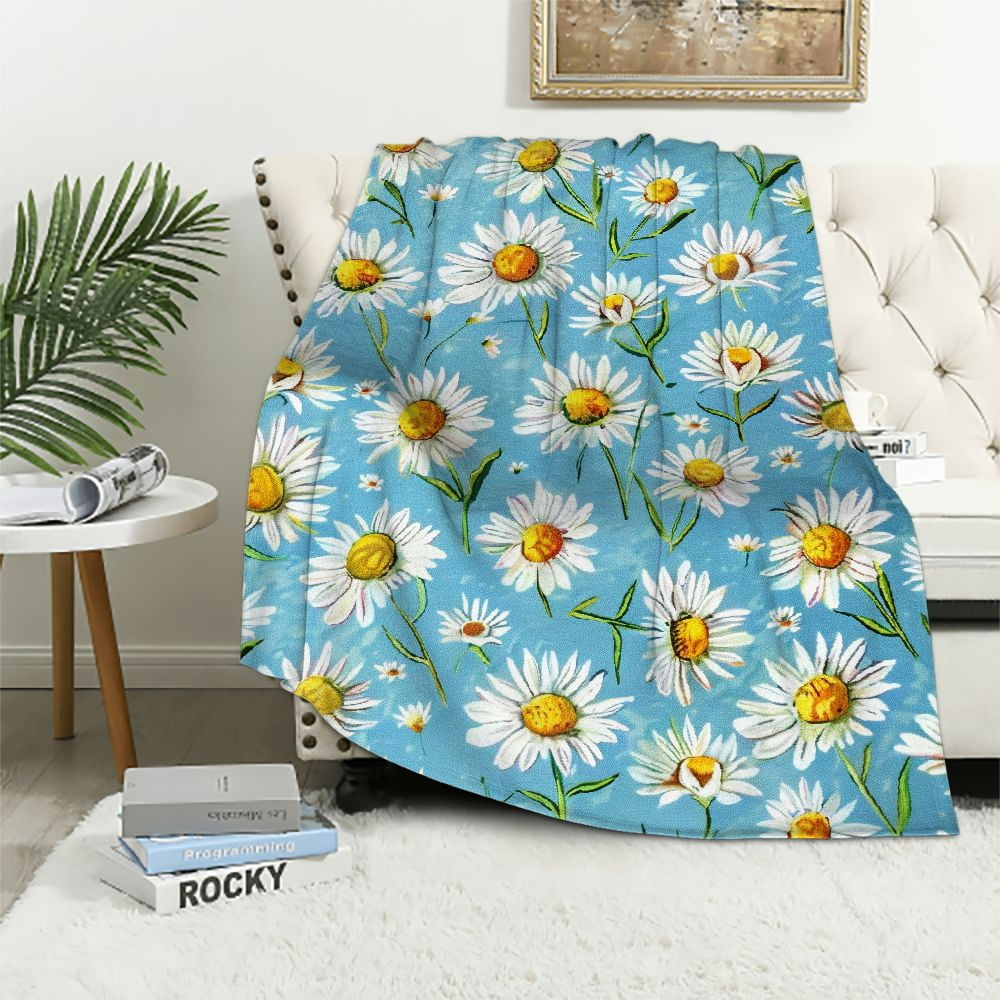 Spring Throw Blanket Wildflowers Butterfly Blanket Green Wild Flower ...