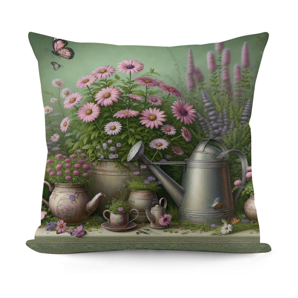 Spring Throw Pillow Covers Floral Leaves Truck Farmhouse Green ...