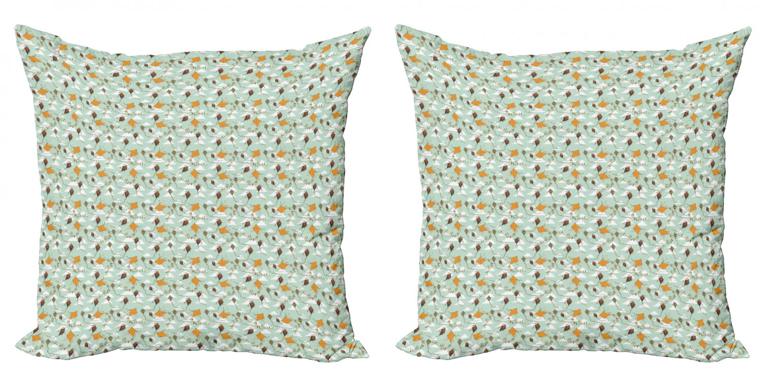 Ambesonne Spring Throw Pillow Cover 2 Pack, Flying Kites in the Sky, 20 ...