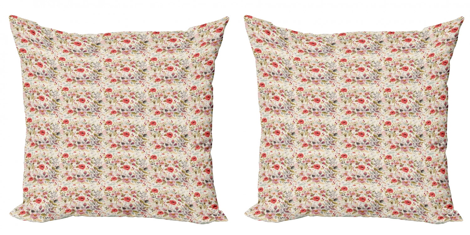 Ambesonne Spring Throw Pillow Cover 2 Pack, Seasonal Arrangement, 16 ...