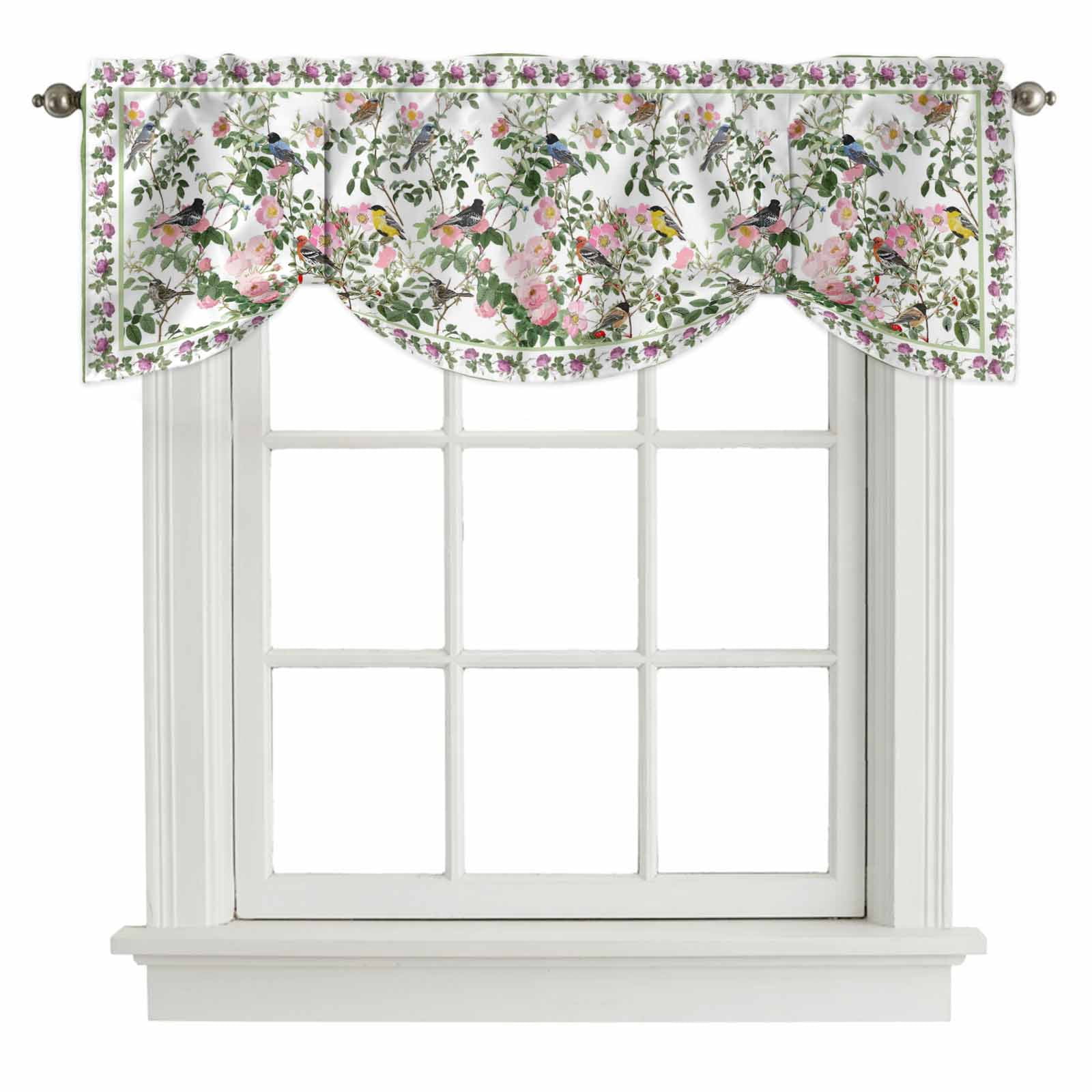 Spring Tie Up Valance for Windows, Oriental Traditional Ethnic Floral ...