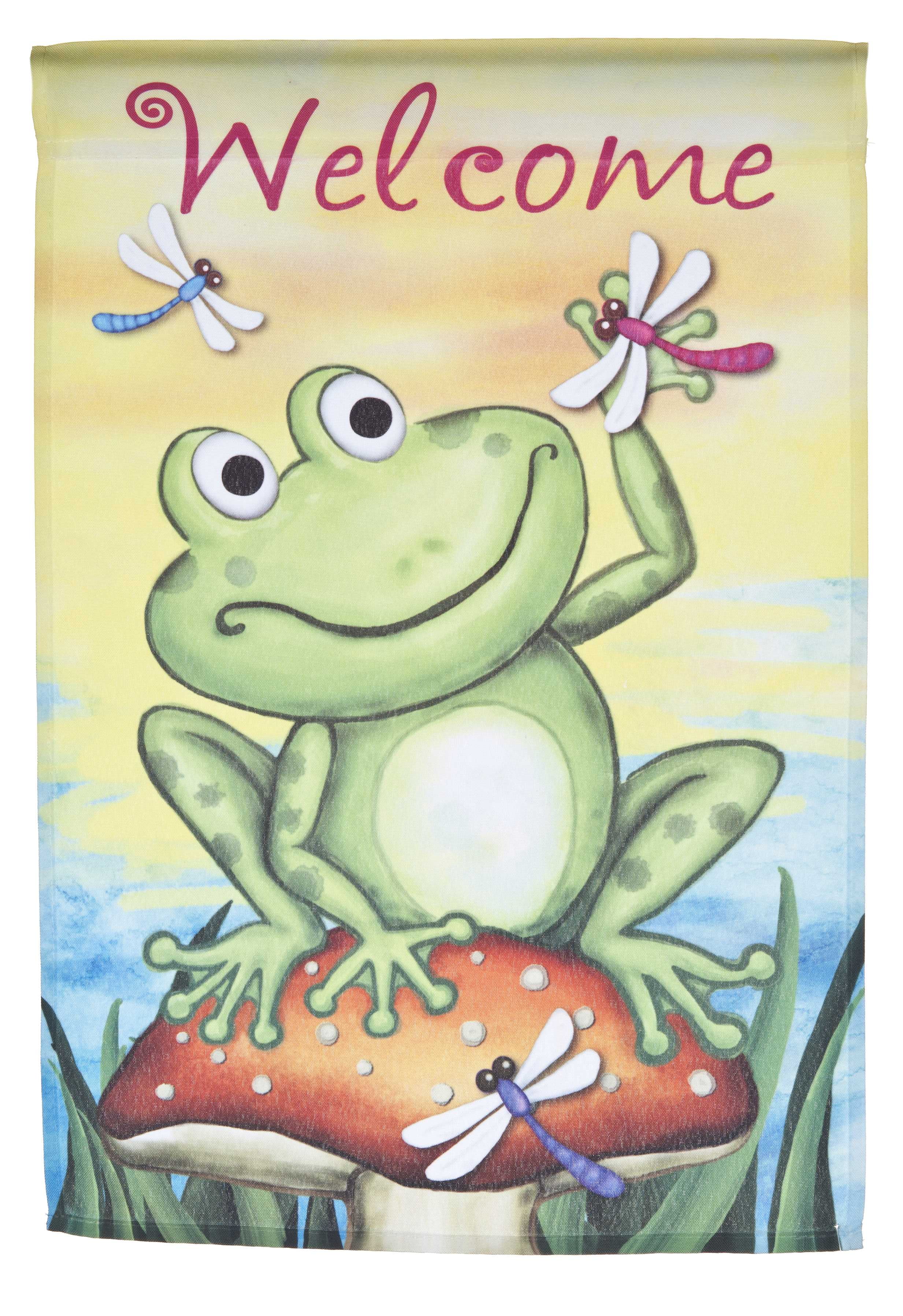 Spring Time Frog Welcome Lawn Flag by Garden Accents (12 x 18 Inch ...